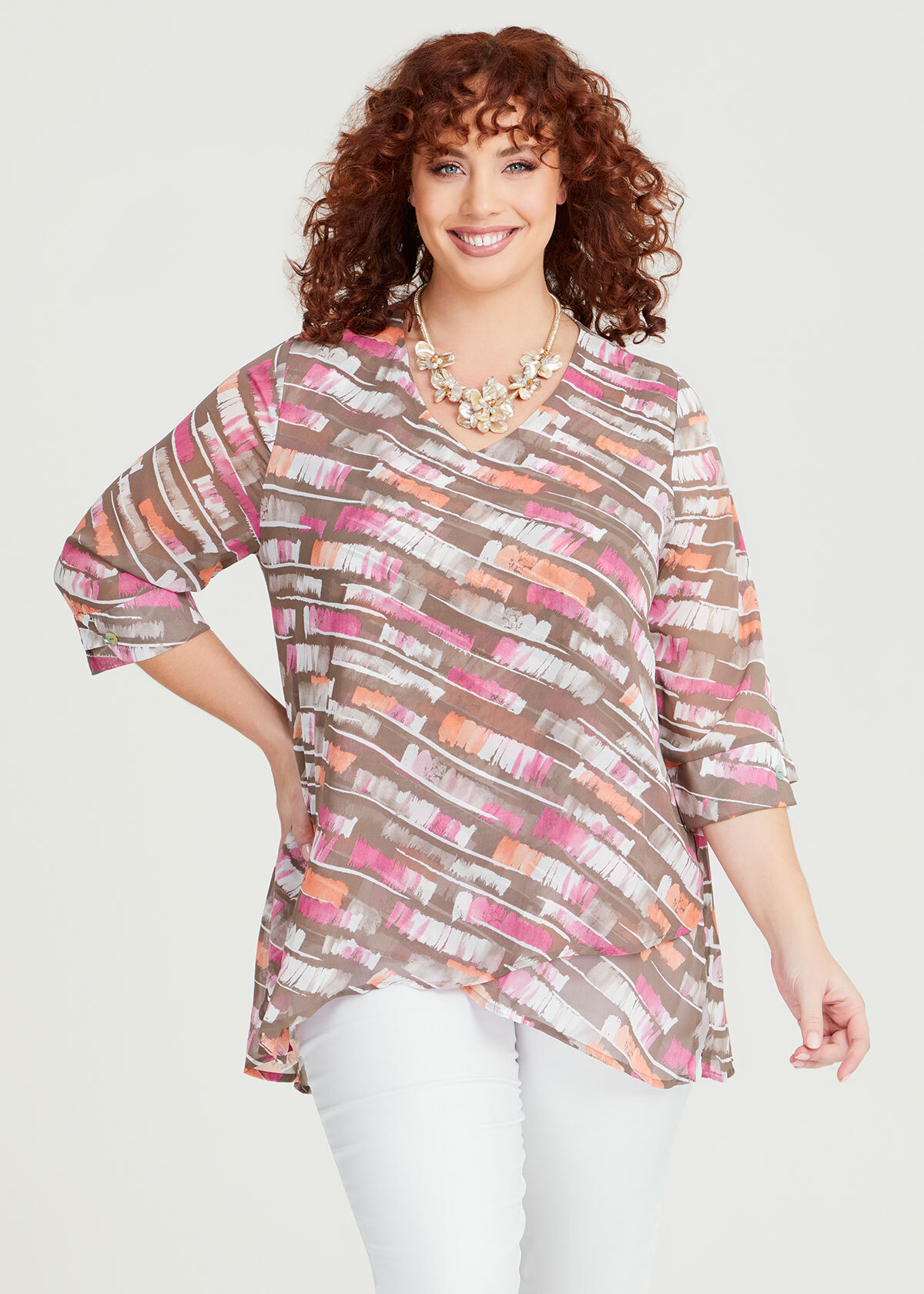 Shop Plus Size Chiffon Swing Top in Multi | Taking Shape AU