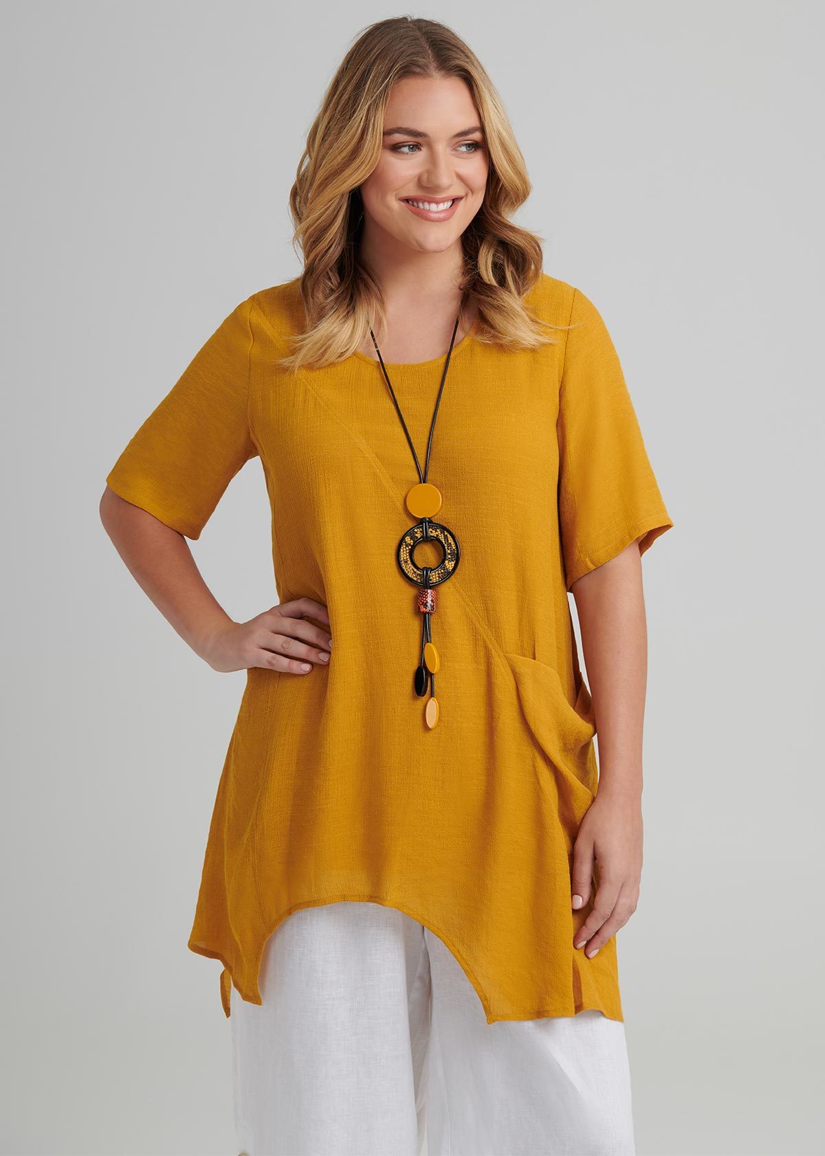 Shop Spliced Tunic in Yellow, Sizes 12-30 | Taking Shape AU