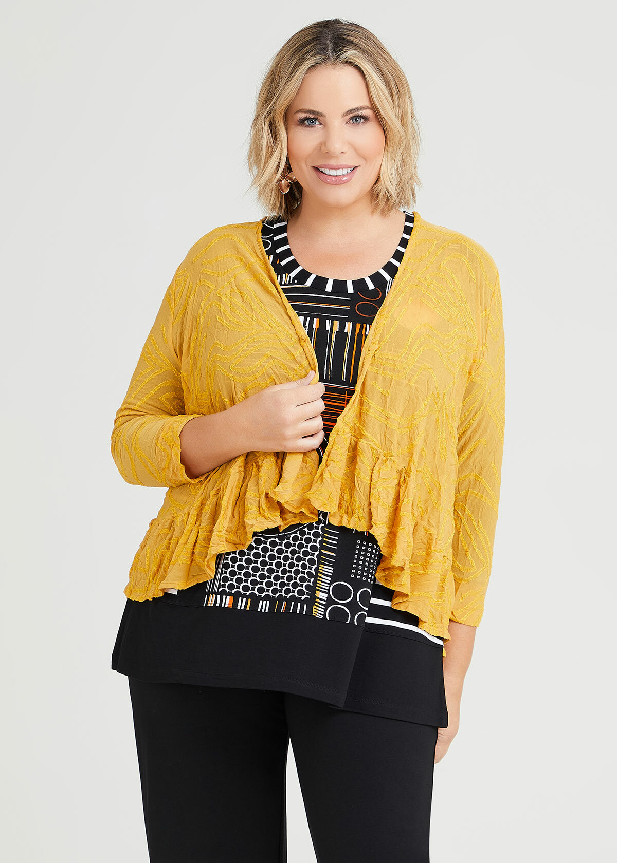 Shop Plus Size Boho Burnout Cardigan, Yellow | Taking Shape AU