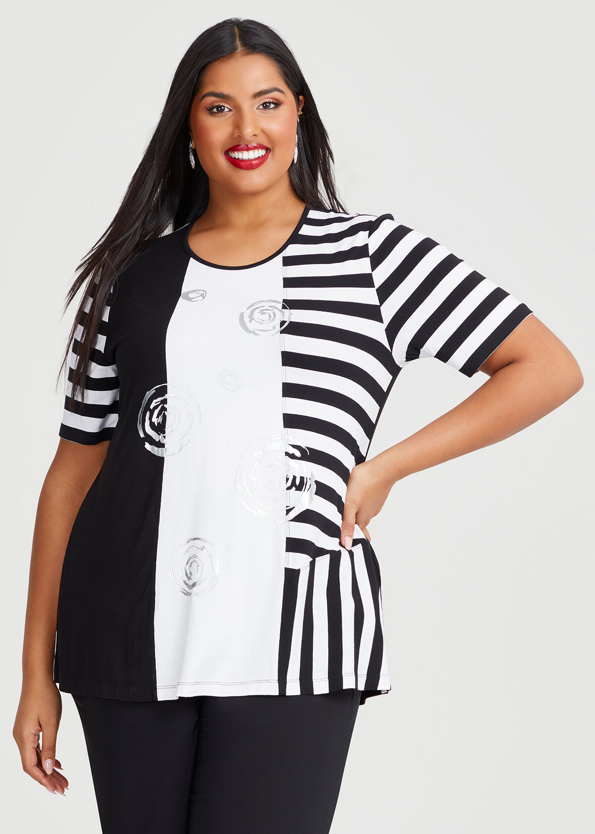 Shop Plus Size Natural Get In Line Top, Multi | Taking Shape AU