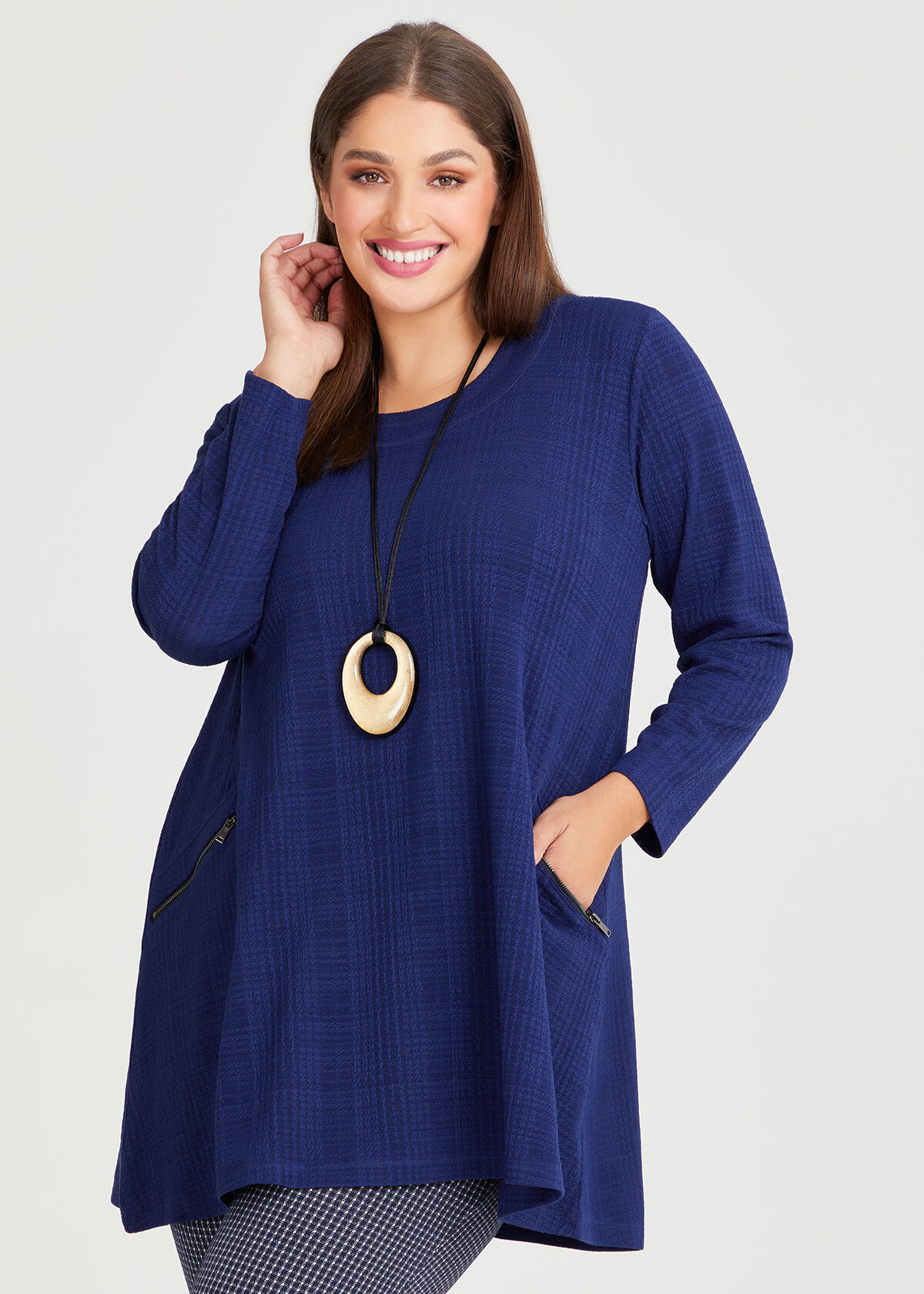 Shop Plus Size Brooke Textured Knit Tunic in Blue | Taking Shape NZ