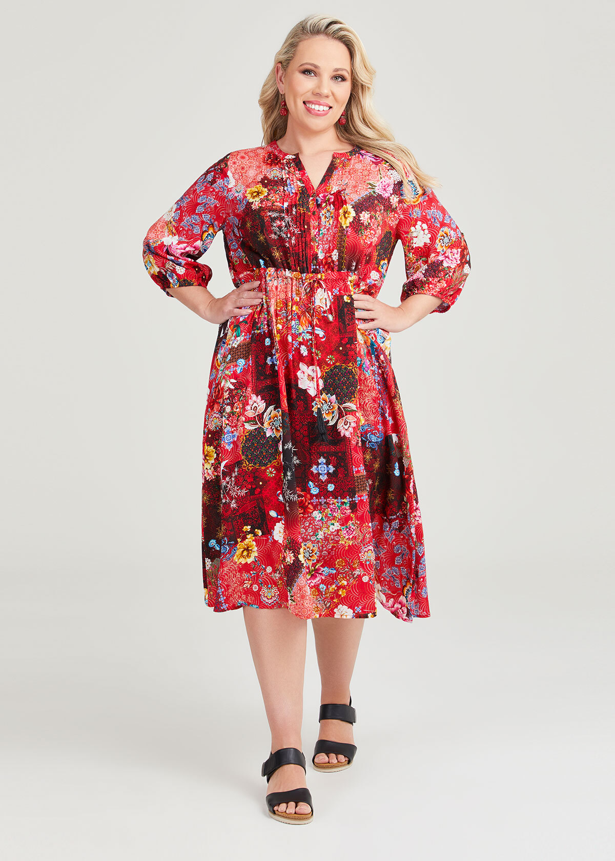 Shop Plus Size Natural Fez Tiles Dress, Multi | Taking Shape NZ