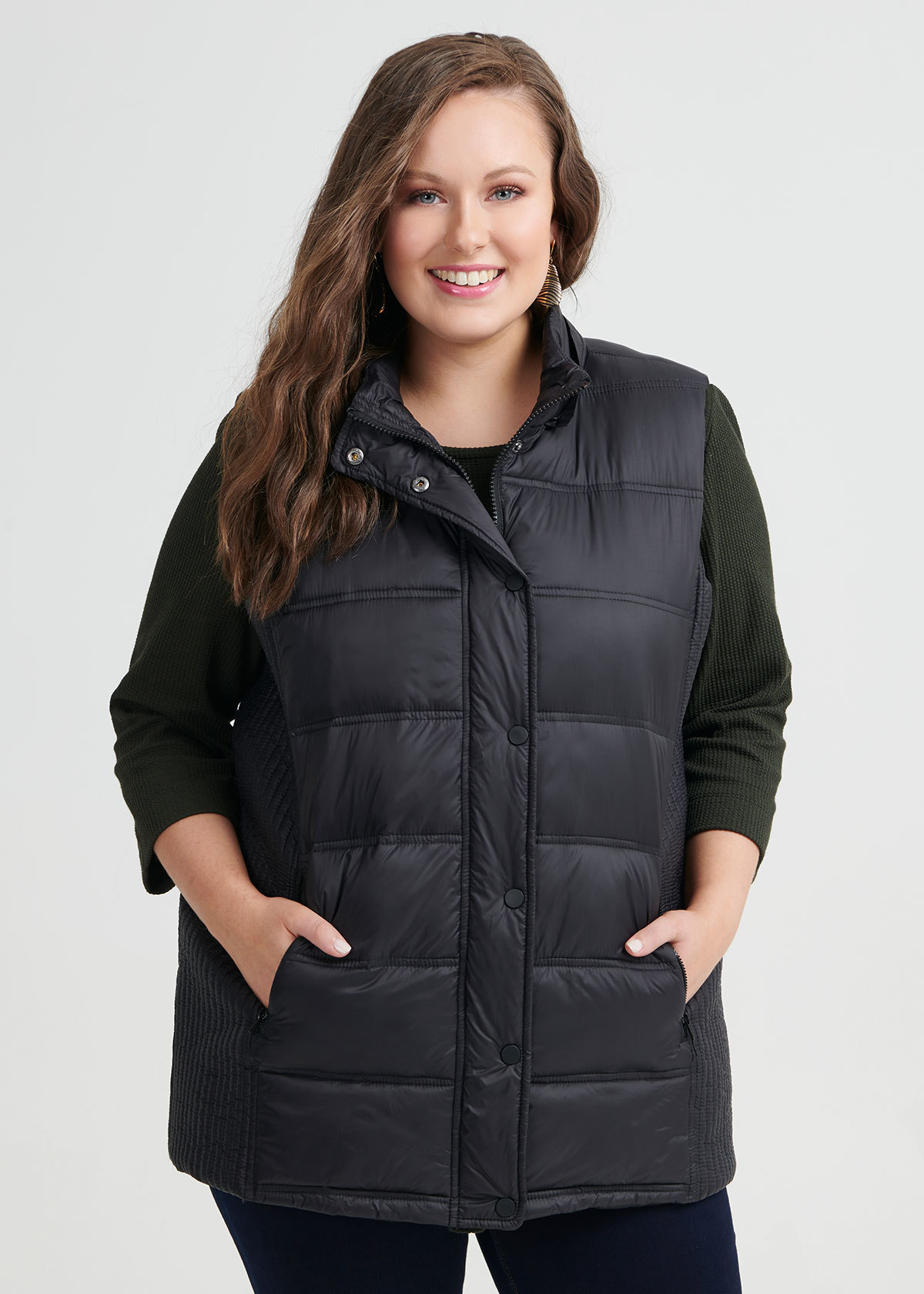 Shop Plus Size Time Traveller Puffer Vest in Black | Taking Shape AU