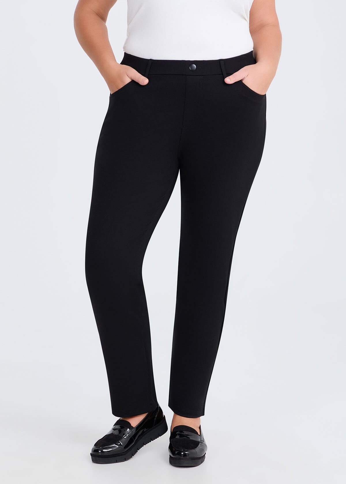 Shop Plus Size Ponte Straight Leg Pant, Black | Taking Shape AU