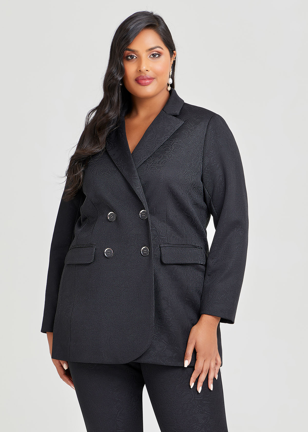 Shop Plus Size Lyric Jacquard Suit Jacket, Black | Taking Shape AU
