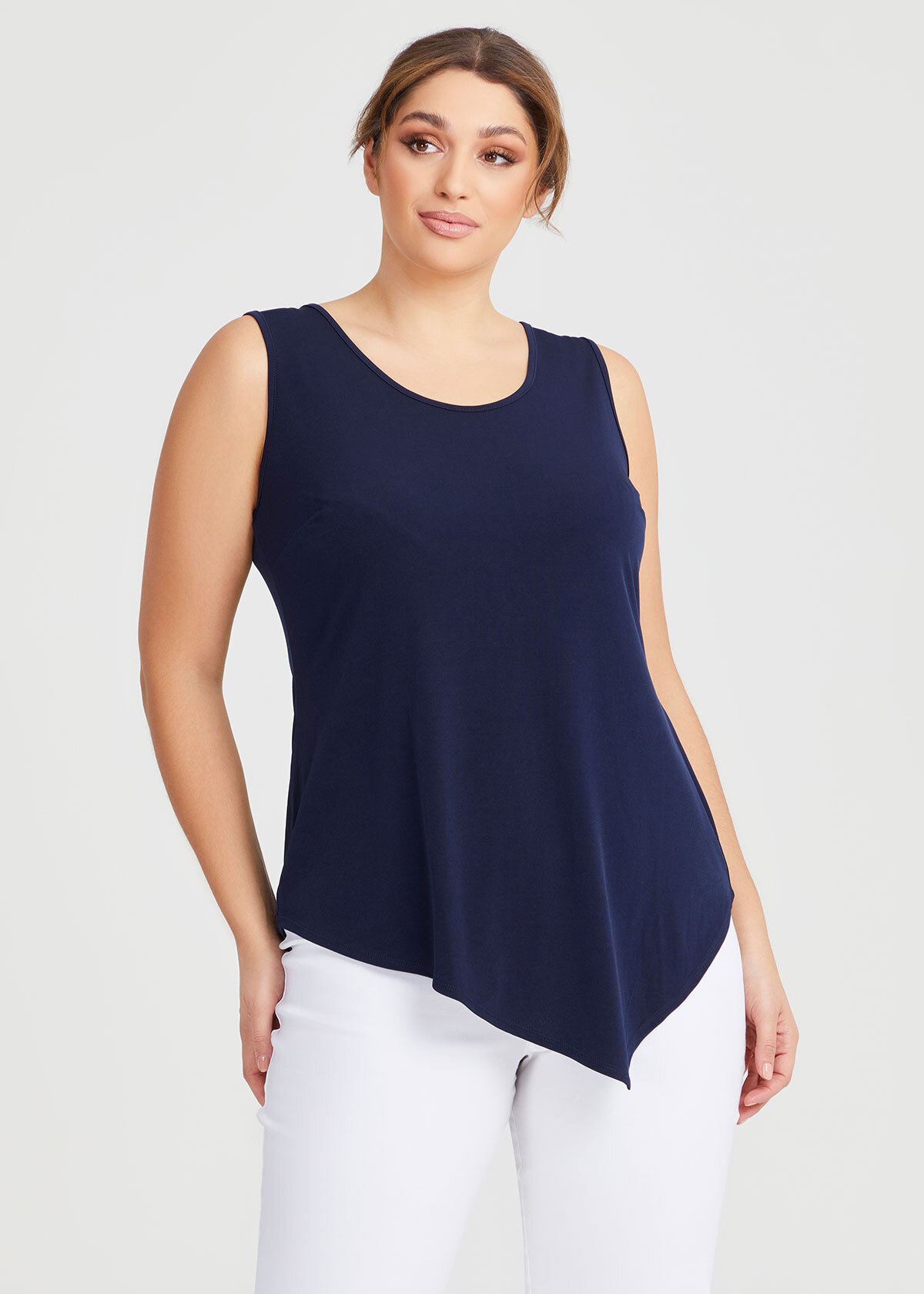 Shop Plus Size Luna Mix Media Tank, Navy | Taking Shape AU