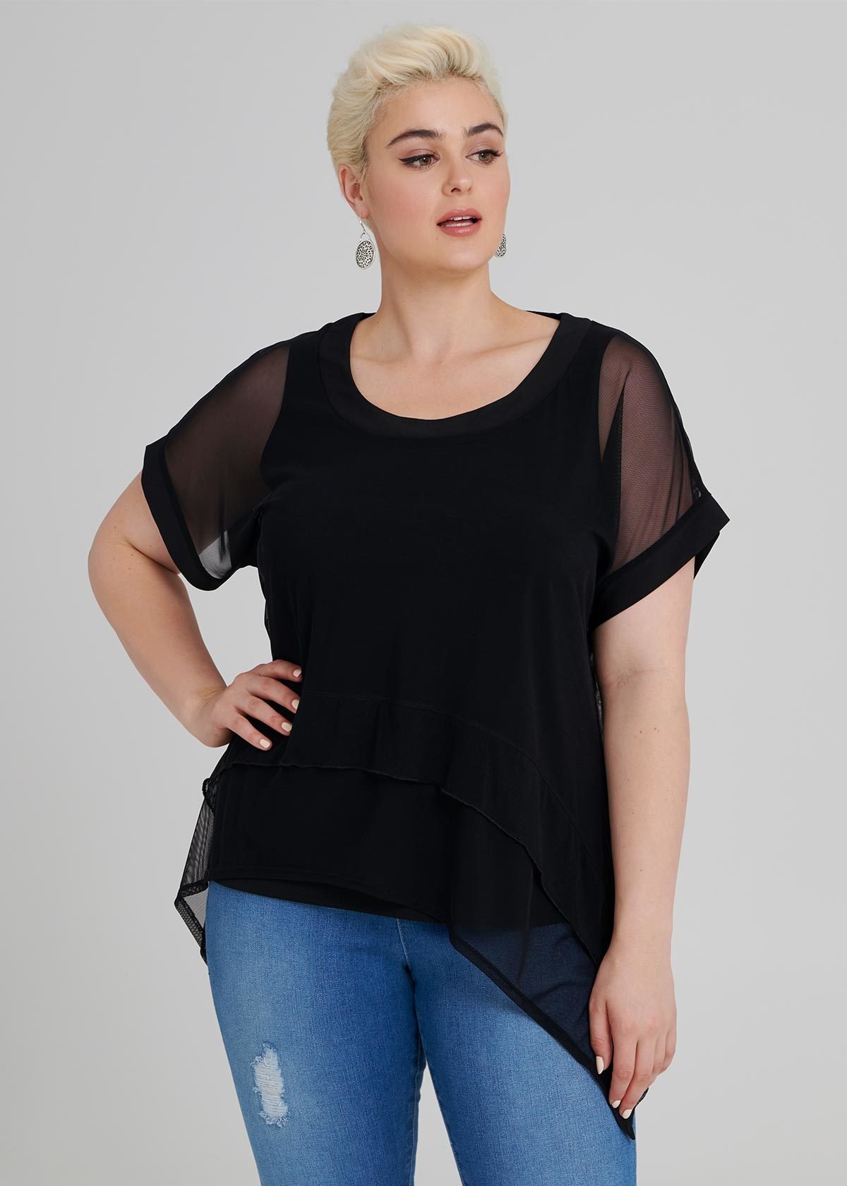 Shop Plus Size Mesh With Me Top, Black | Taking Shape AU