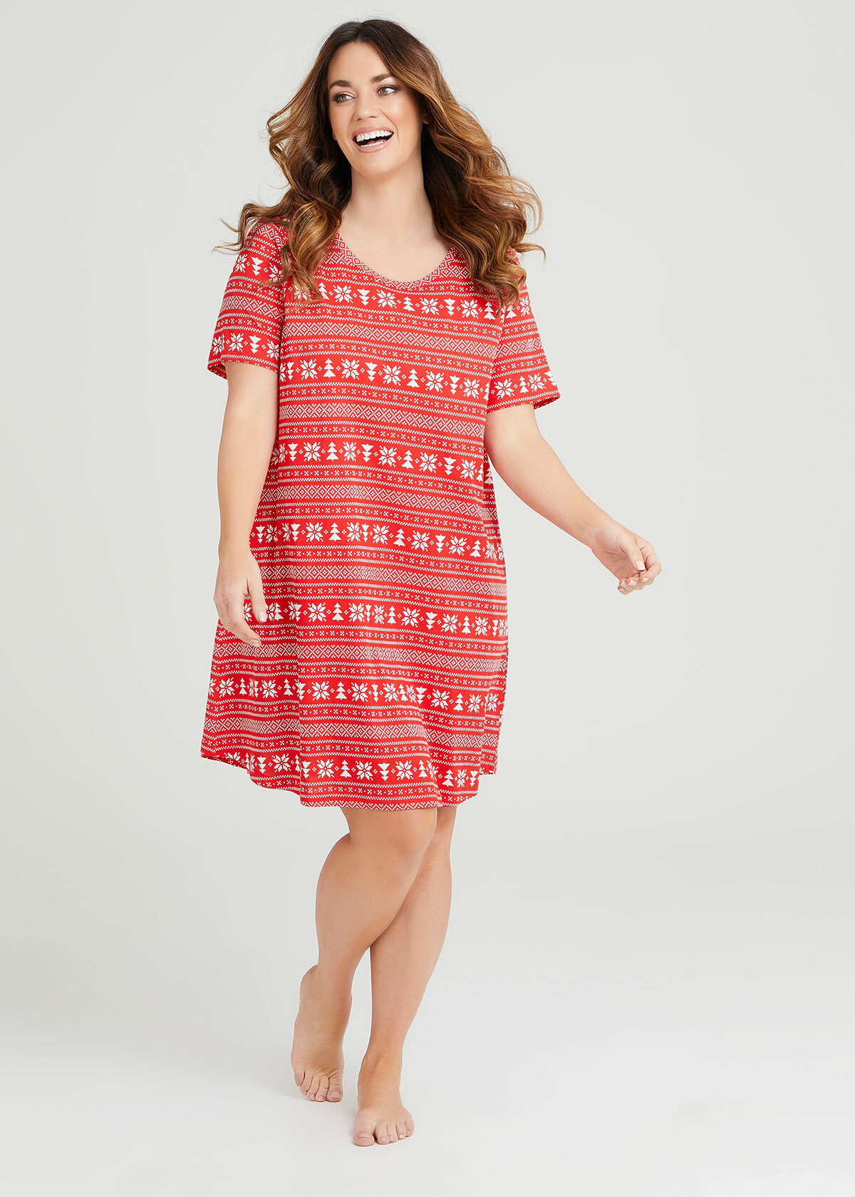 Shop Plus Size Cotton Xmas Fairisle Nightie in Multi | Sizes 12-30 ...