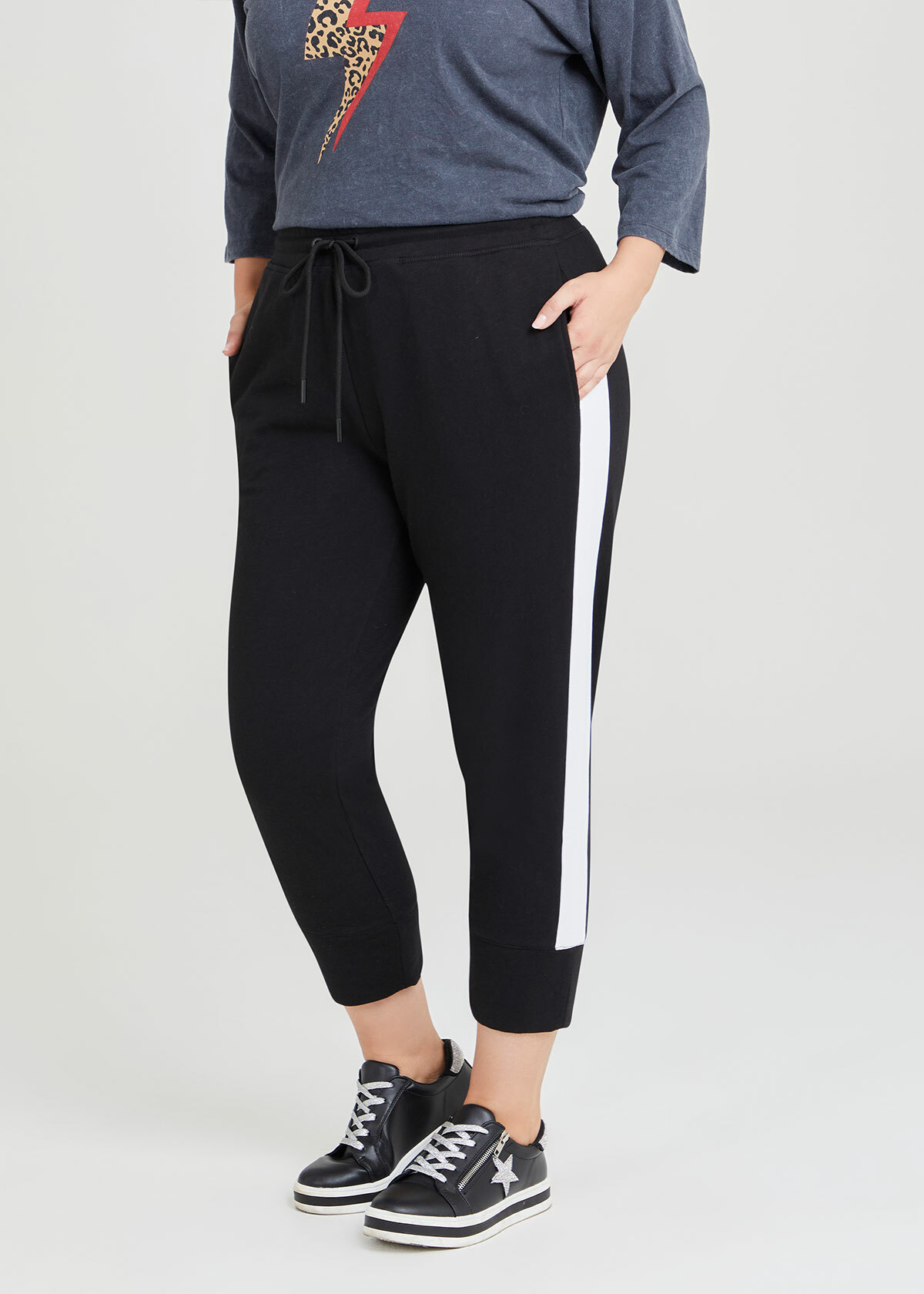 Shop Plus Size Cotton Bands Active Track Pant, Black | Taking Shape AU