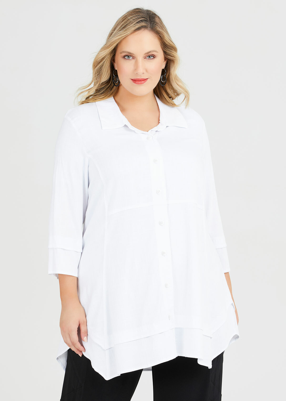 Shop Plus Size Gallery Natural Shirt, White | Taking Shape NZ