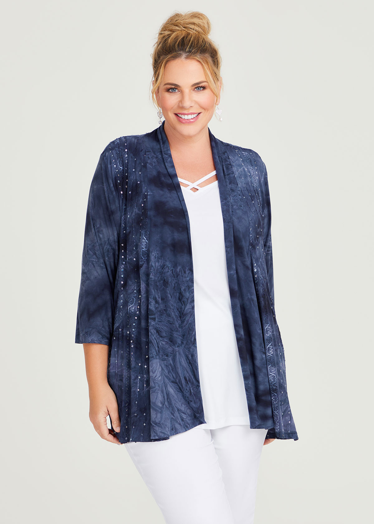 Shop Plus Size Sequin Tie Dye Cardigan, Blue | Taking Shape AU