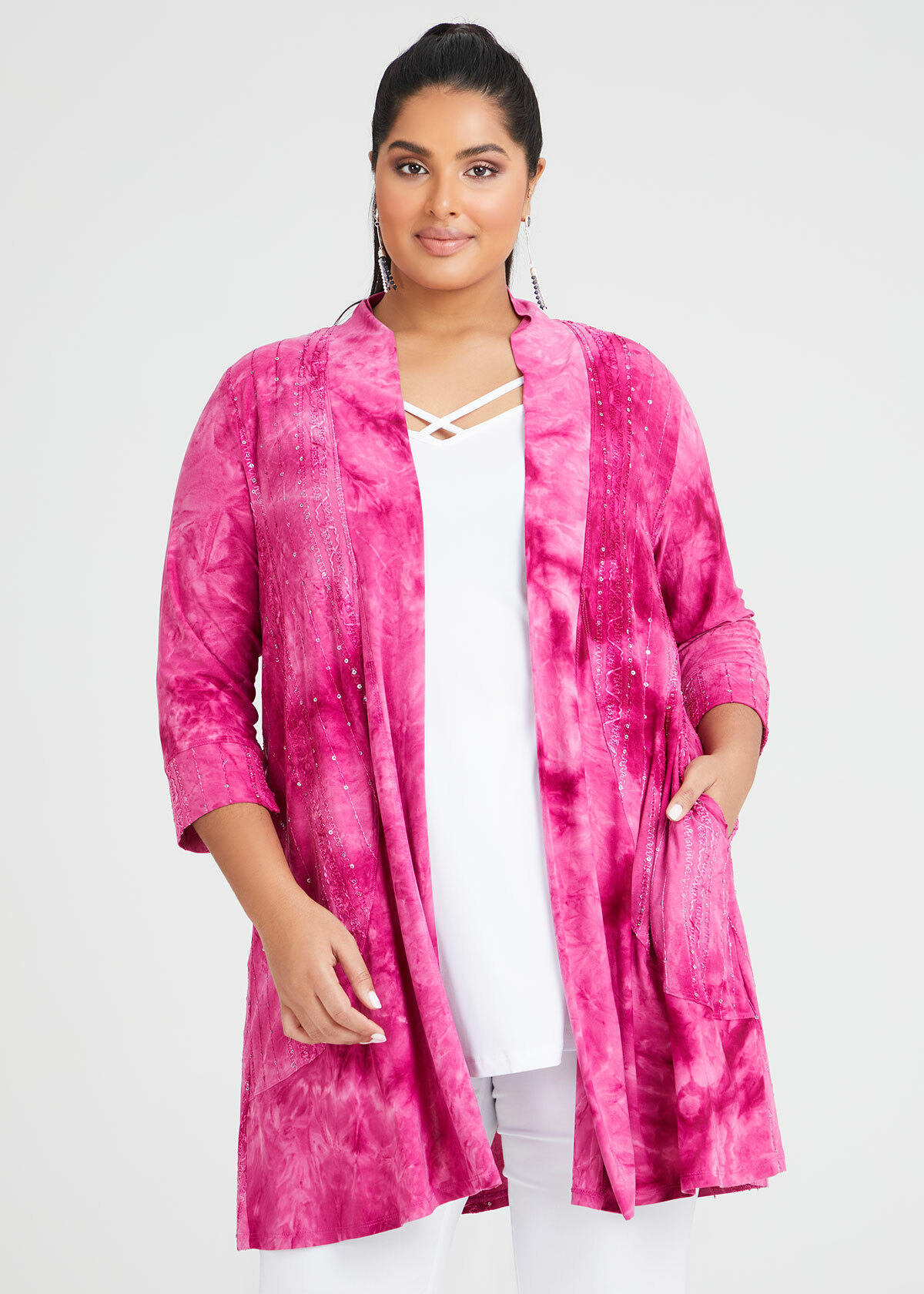 Shop Plus Size Moondust Sequin Cardigan, Pink | Taking Shape AU