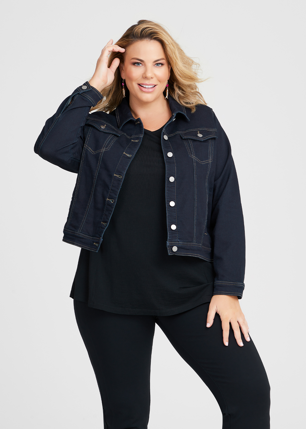 Shop Plus Size Classic Denim Jacket, Blue | Taking Shape NZ