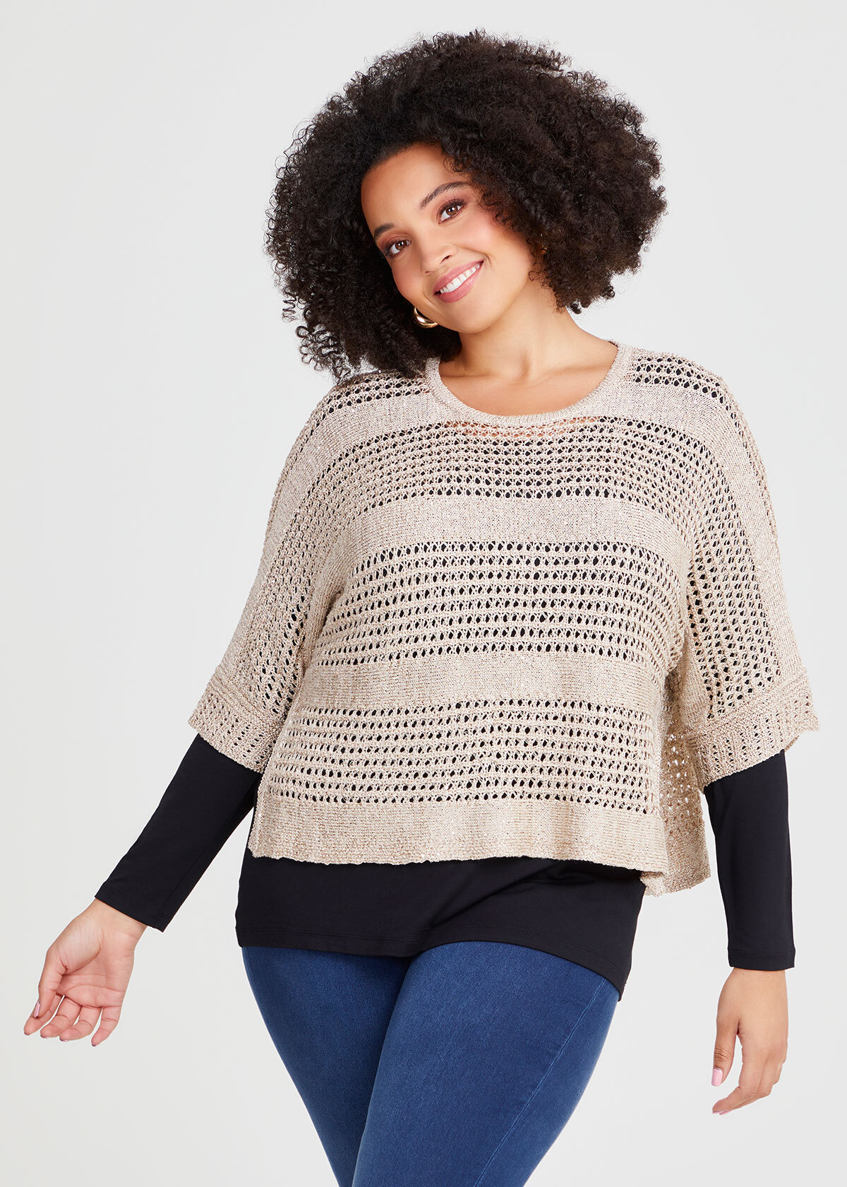 Shop Plus Size Pointelle Sparkle Over Top in White | Taking Shape SE