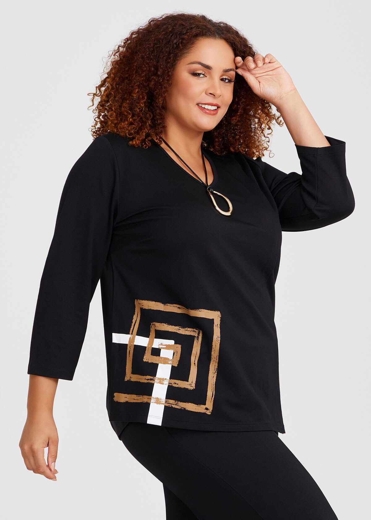 Shop Plus Size Natural Neutral Days Print Top, Multi | Taking Shape AU