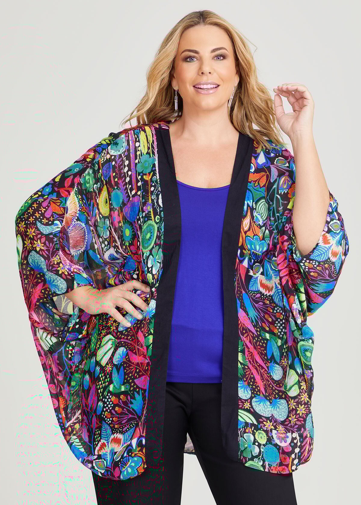 Shop Bright Printed Cape Kimono in Multi | Accessories | Taking Shape NZ