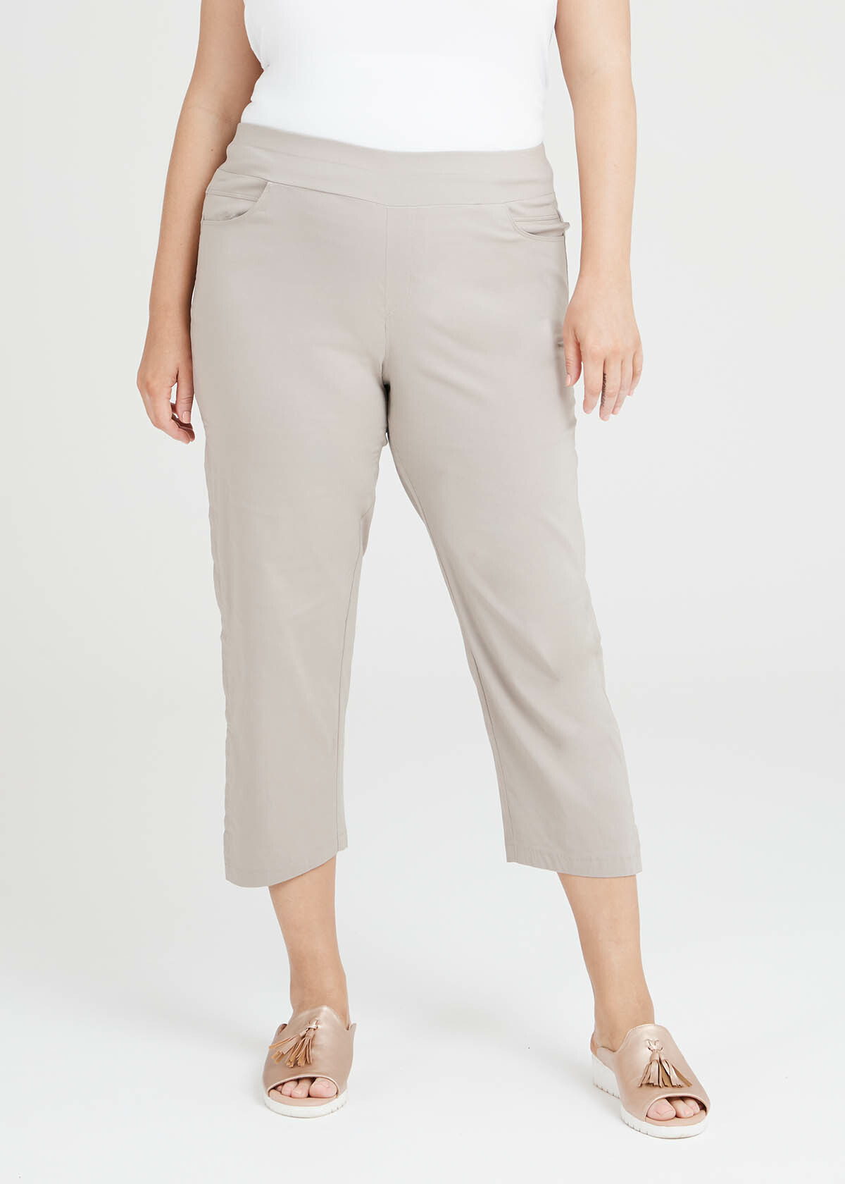 Shop Plus Size Bamboo Trapeze Crop Pant, Brown | Taking Shape AU