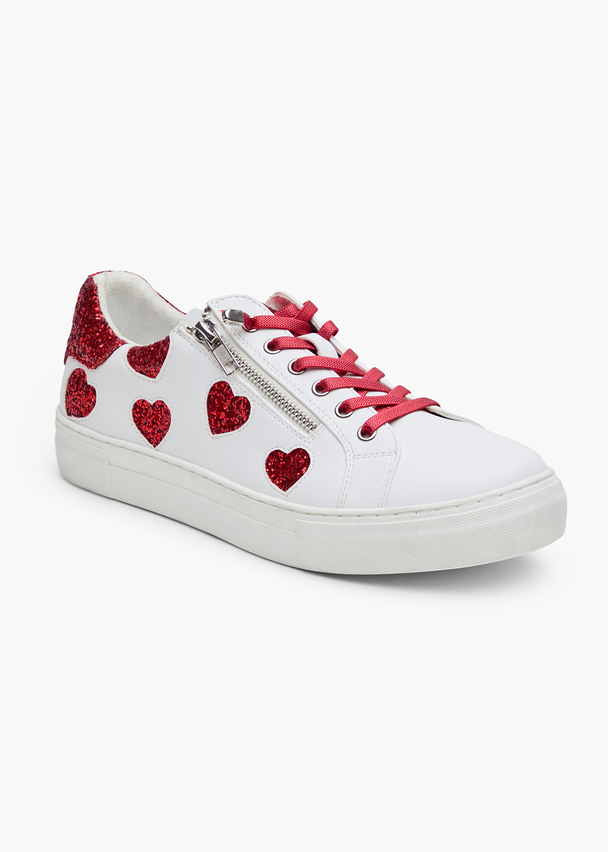 Shop White Red Sparkle Heart Sneaker | Comfortable Shoes | Taking Shape AU