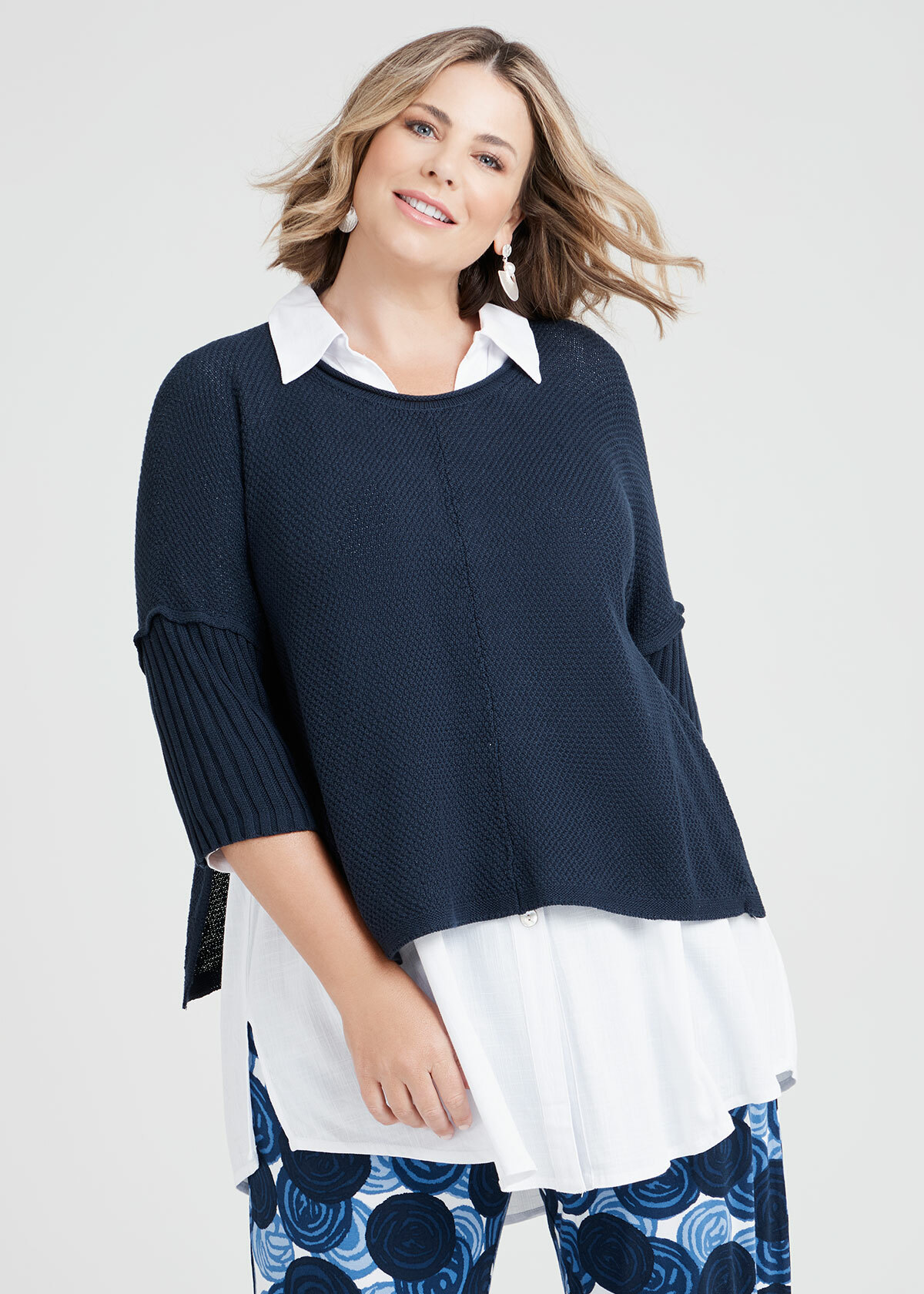 Shop Plus Size Textured Knit Jumper in Blue | Taking Shape AU