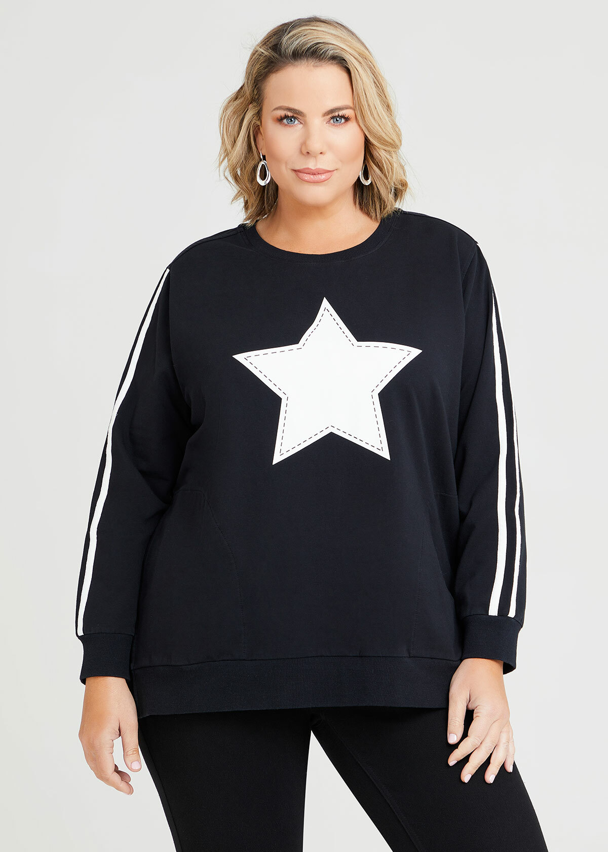 Shop Plus Size Cotton Star Sweat, Black | Taking Shape AU