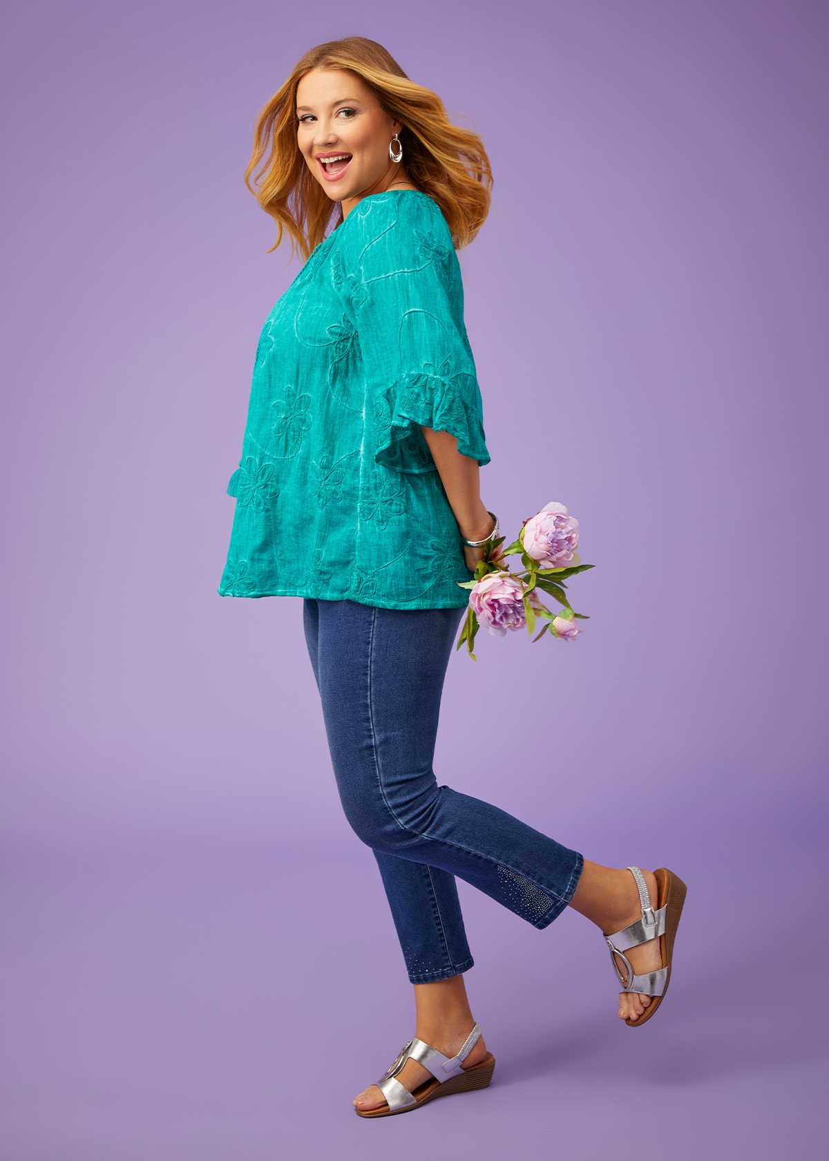 Shop Plus Size Embellished Crop Denim Jean, Blue | Taking Shape AU