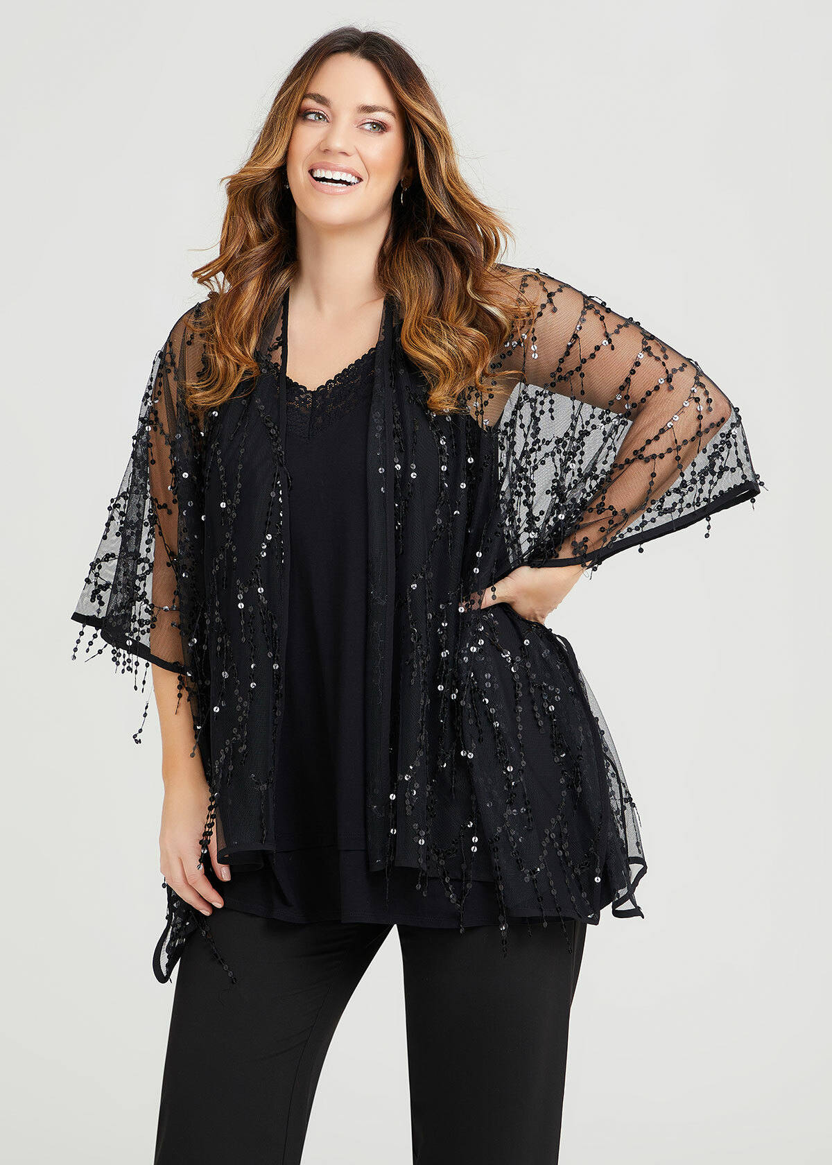 Shop Evening Sequin Cape in Black | Accessories | Taking Shape AU