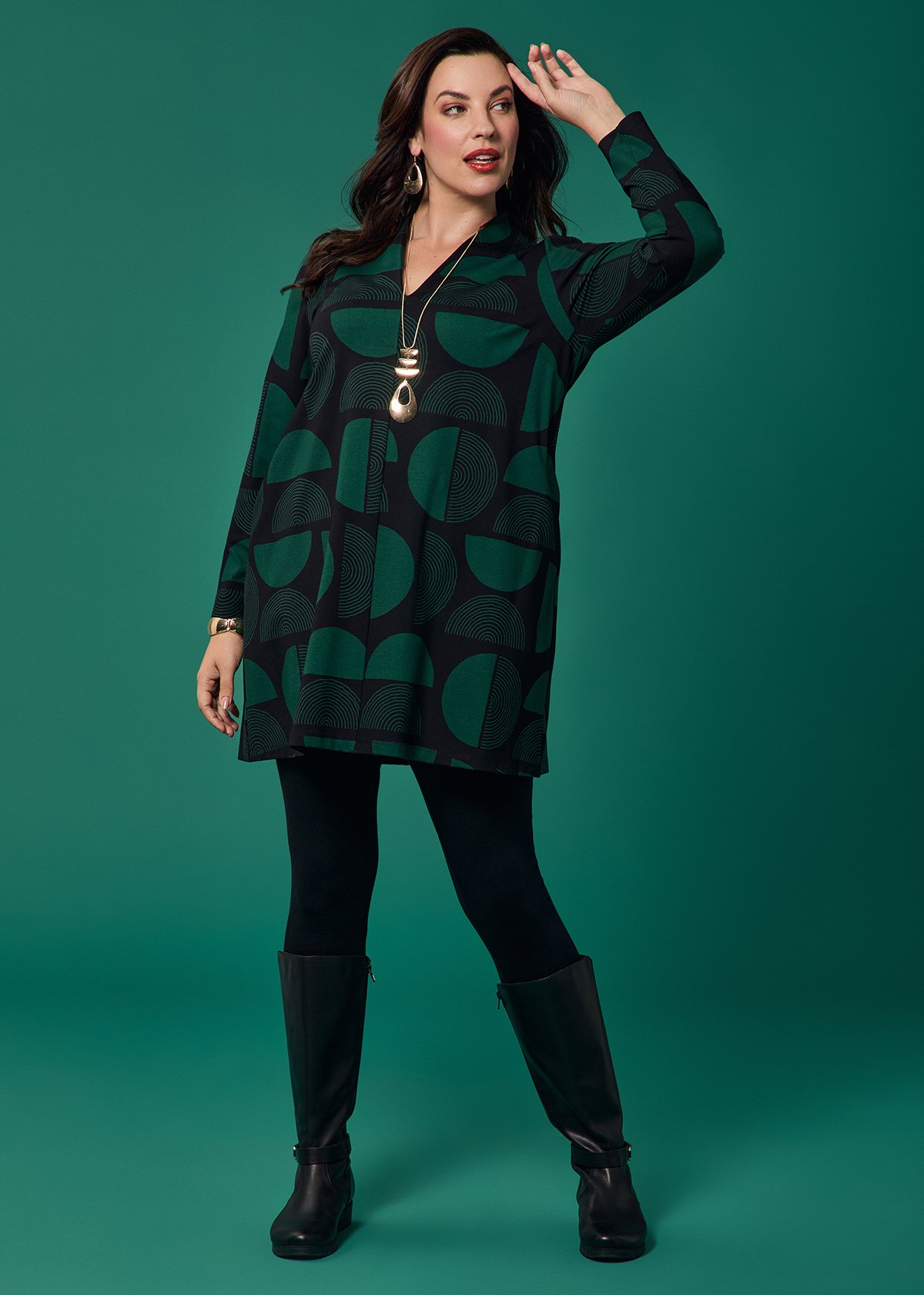 Shop Plus Size Ponte Everglade Geo Tunic, Multi | Taking Shape AU