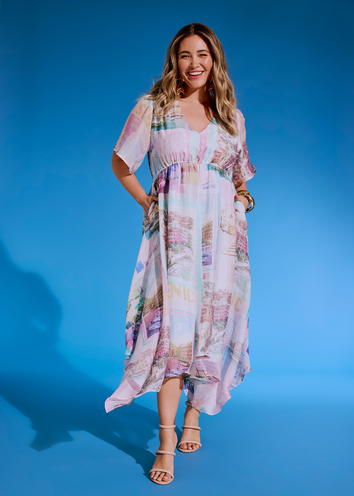 Shop Plus Size Alexandra Tencel Midi Dress, Multi | Taking Shape NZ