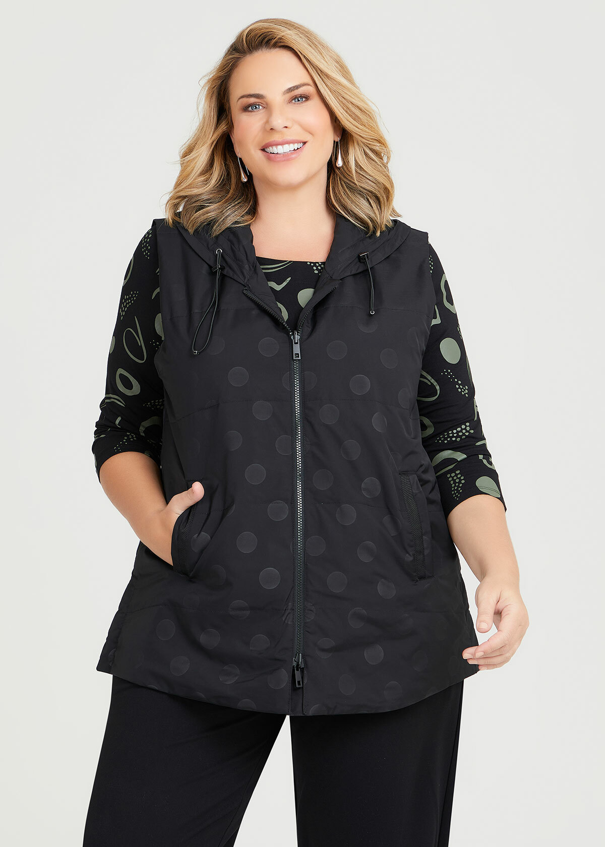 Shop Plus Size Reversible Essential Puffer Vest, Black | Taking Shape AU