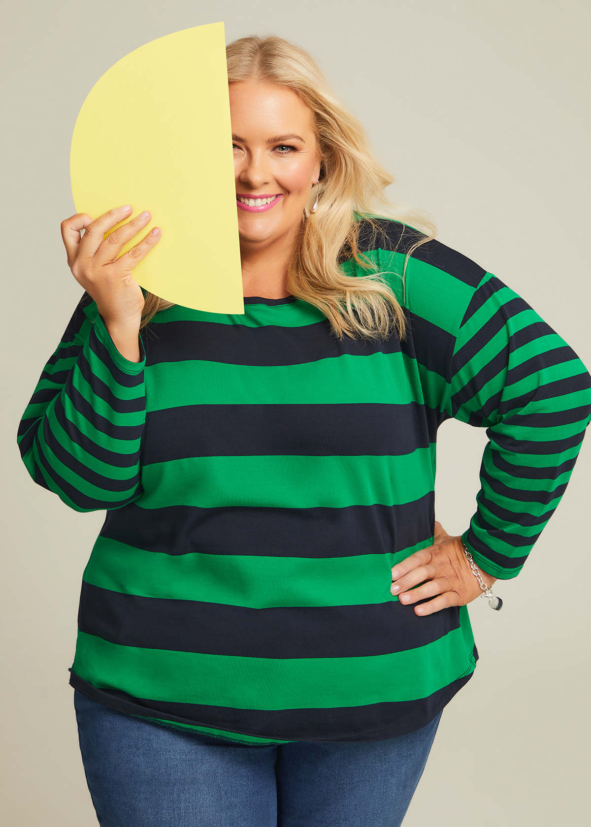 Shop Plus Size Cotton Mix Stripe Top, Blue | Taking Shape AU