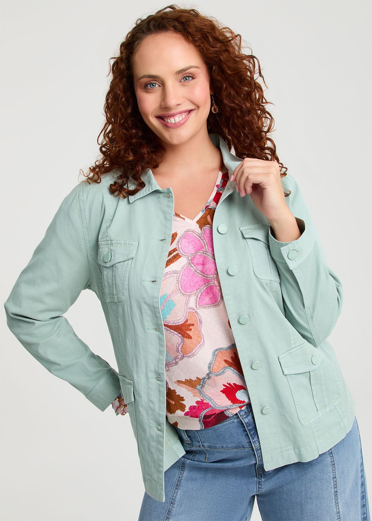 Shop Plus Size Lyocell Blend Casual Jacket, Blue | Taking Shape AU