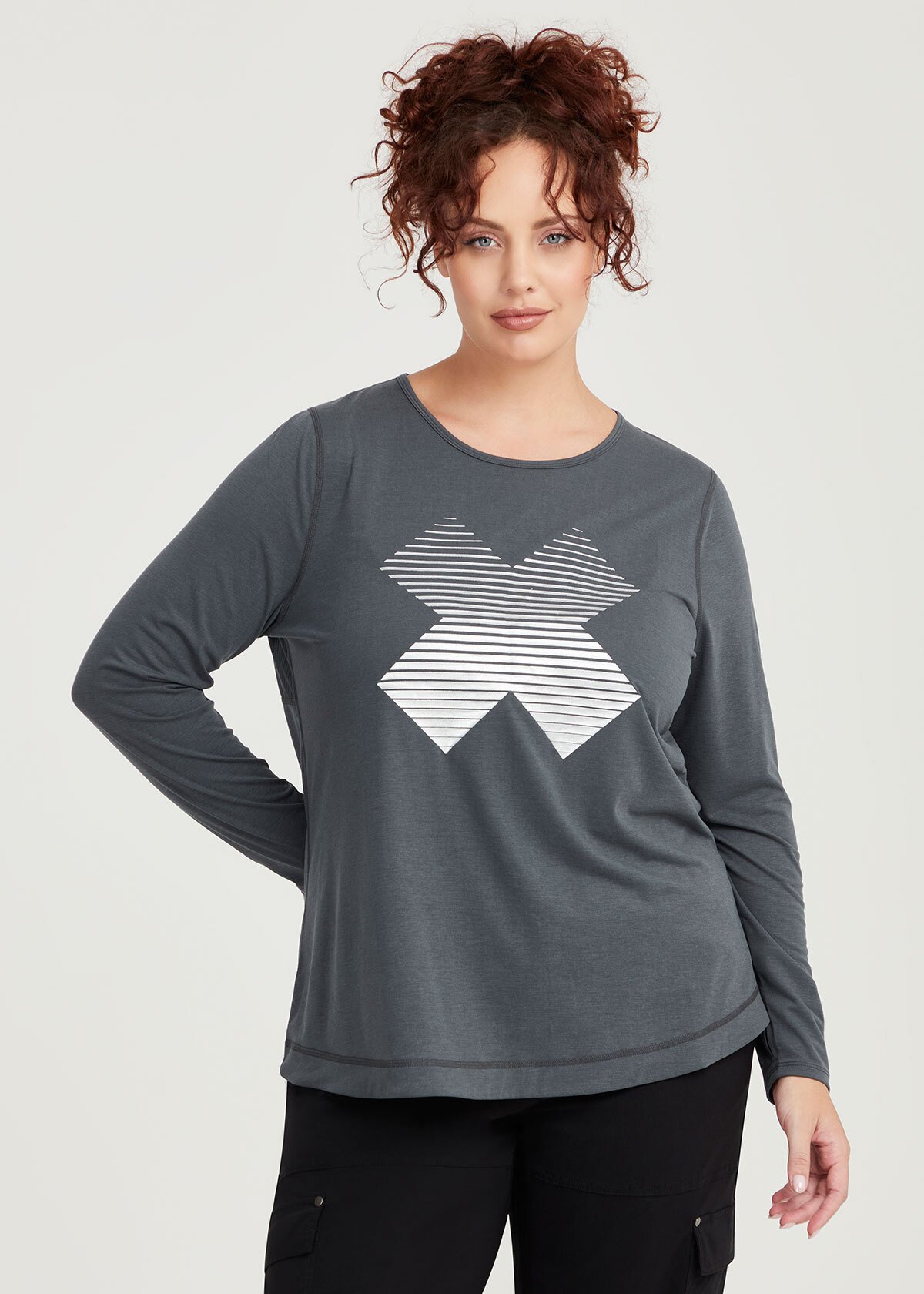 Shop Plus Size Active Splice Mesh Top, Grey | Taking Shape NZ