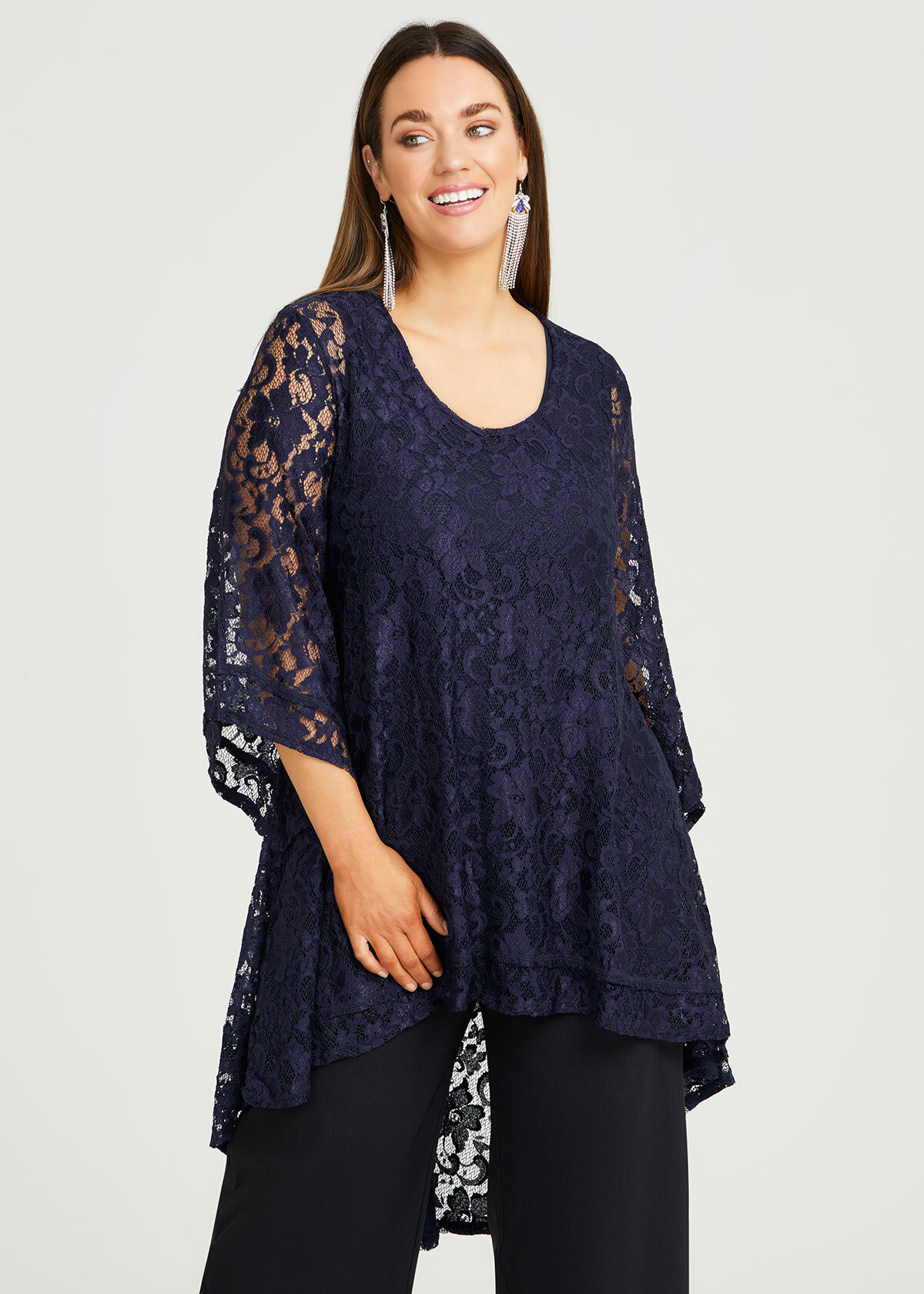 Shop Plus Size Lisa Lace Embrioded Tunic, Blue | Taking Shape AU