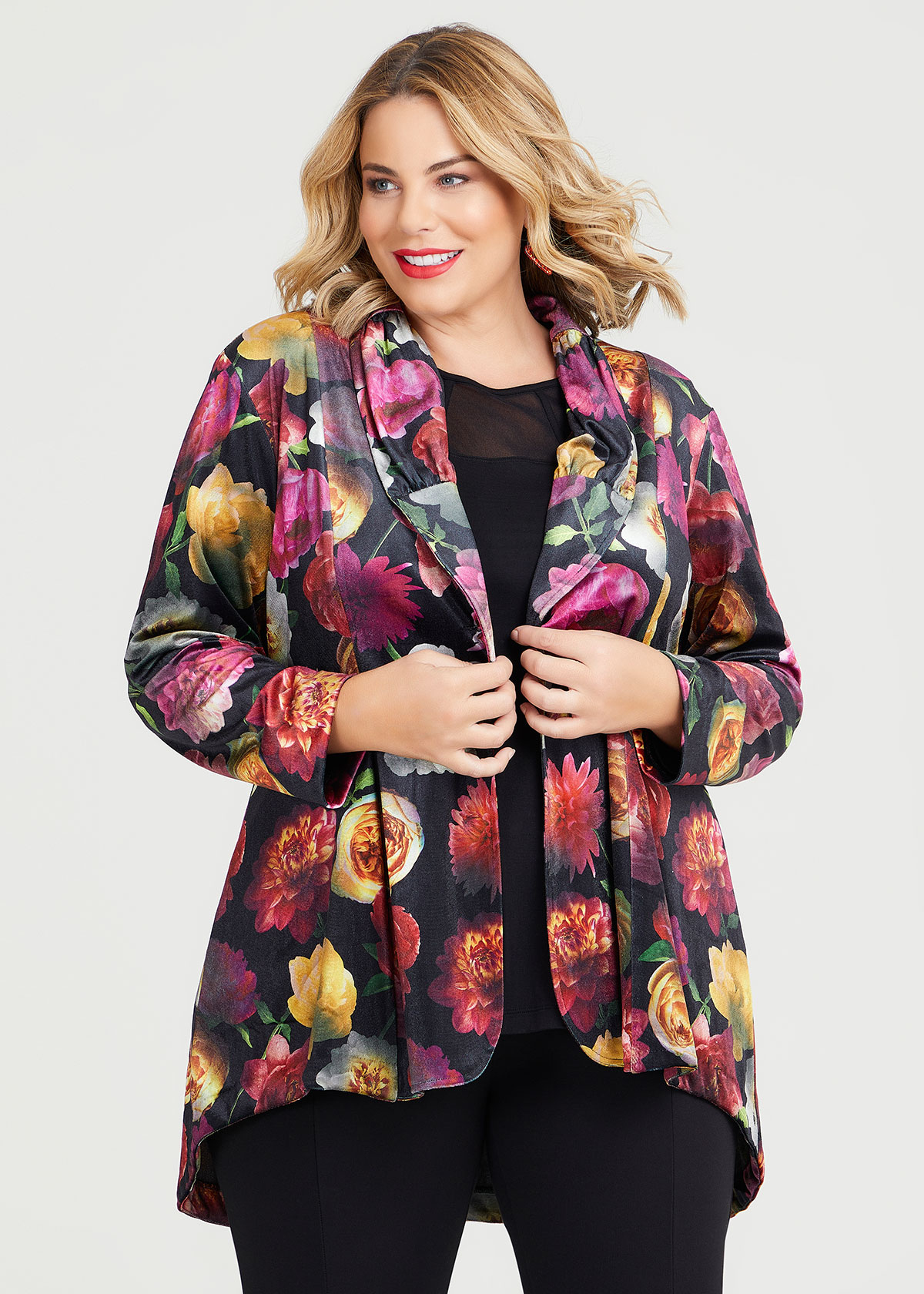 Shop Plus Size Velour Floral Mood Cardigan, Multi | Taking Shape AU