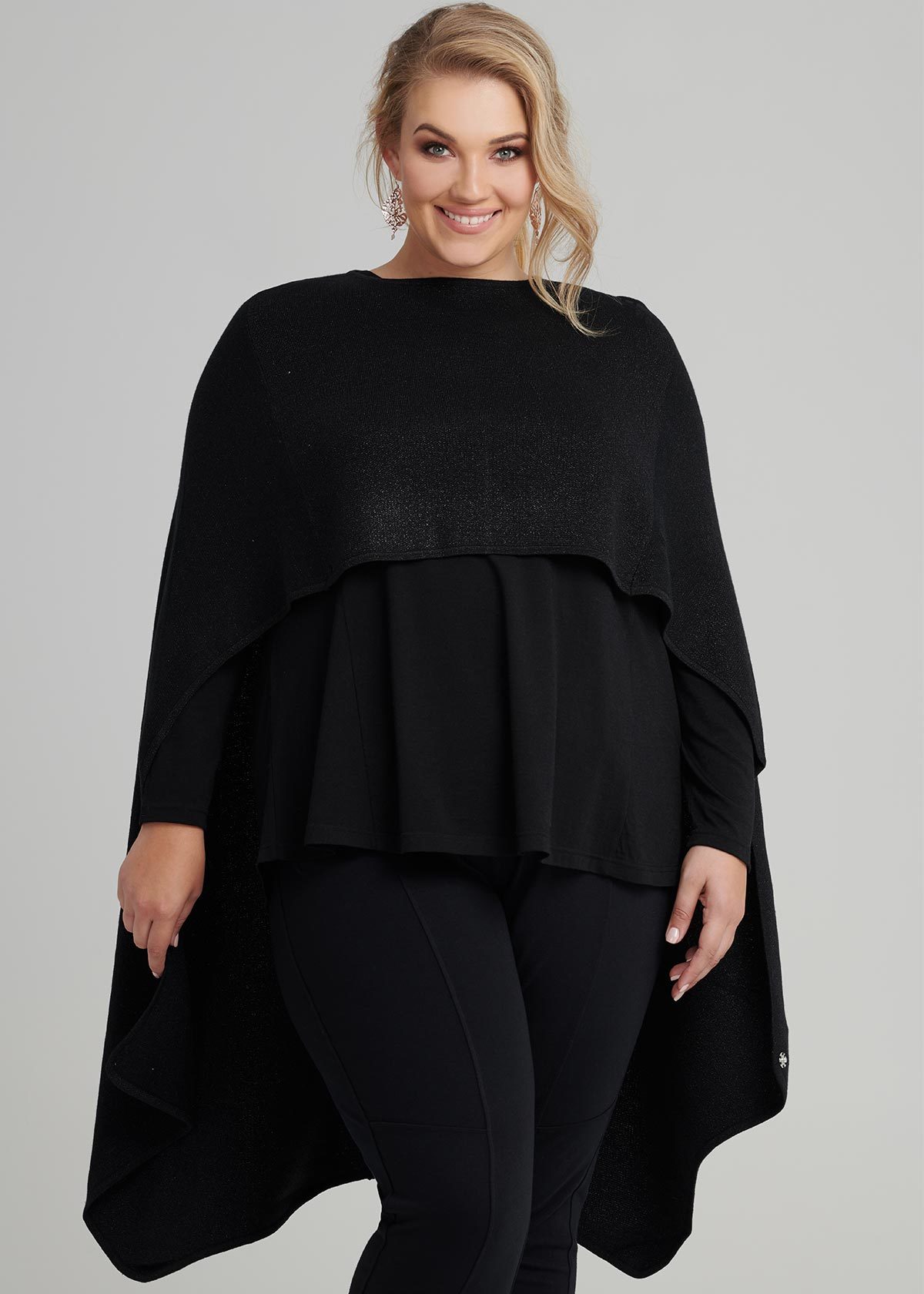 Shop By Your Side Sparkle Poncho in Black | Accessories | Taking Shape AU