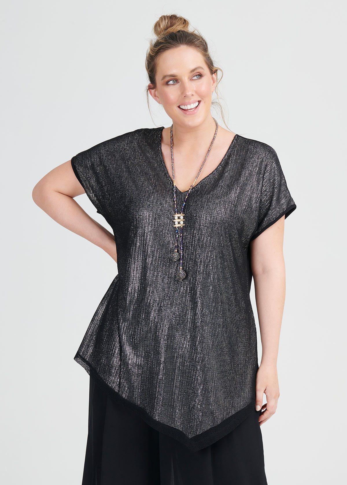 Shop Plus Size Ava Mesh Knit Top, Black | Taking Shape NZ