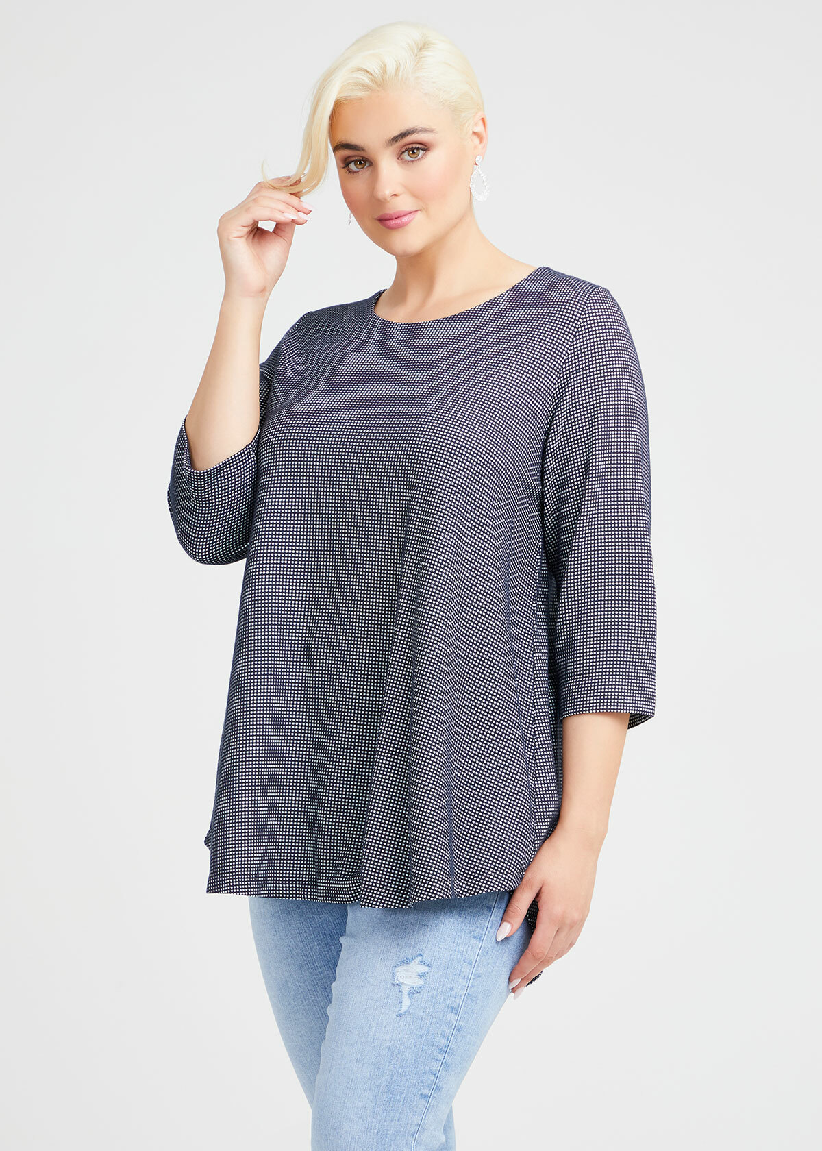 Shop Bamboo Ticking Top in Blue, Sizes 12-30 | Taking Shape AU