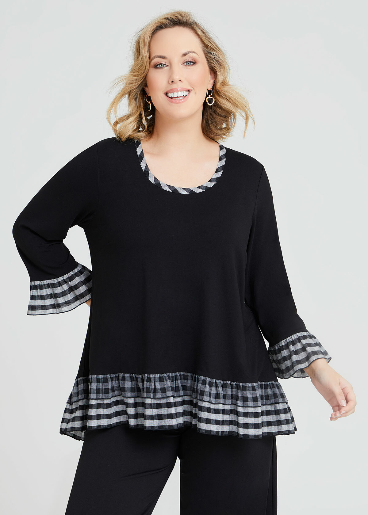 Shop Plus Size Natural Gingham Boheme Top in Multi | Taking Shape AU