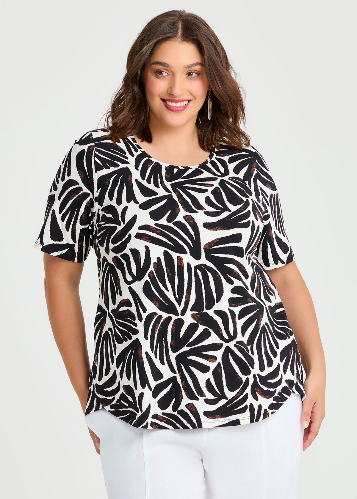 Shop Plus Size Cotton Mia Palm Top, Multi | Taking Shape NZ