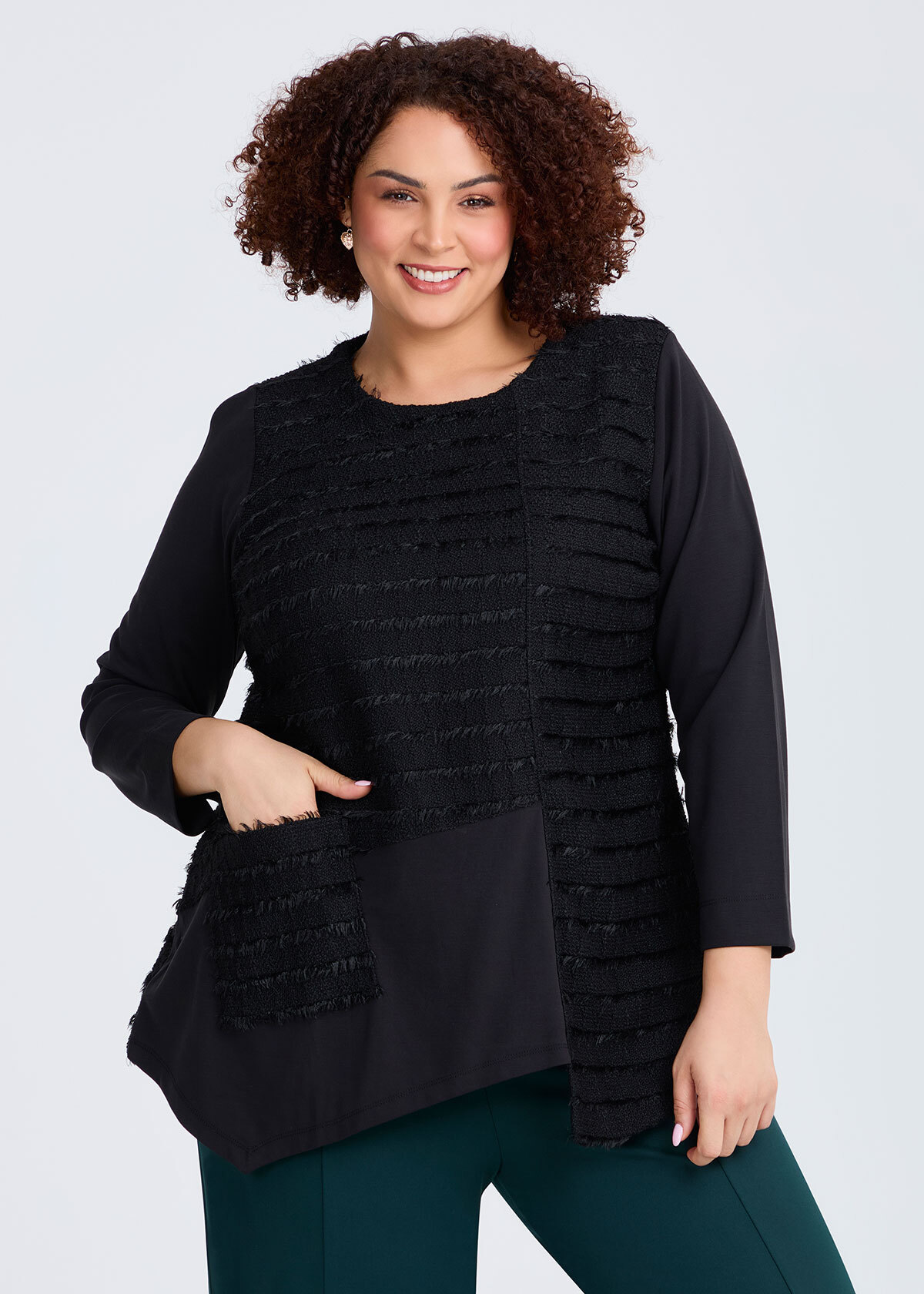 Shop Plus Size Aria Texture Panel Top, Black | Taking Shape AU