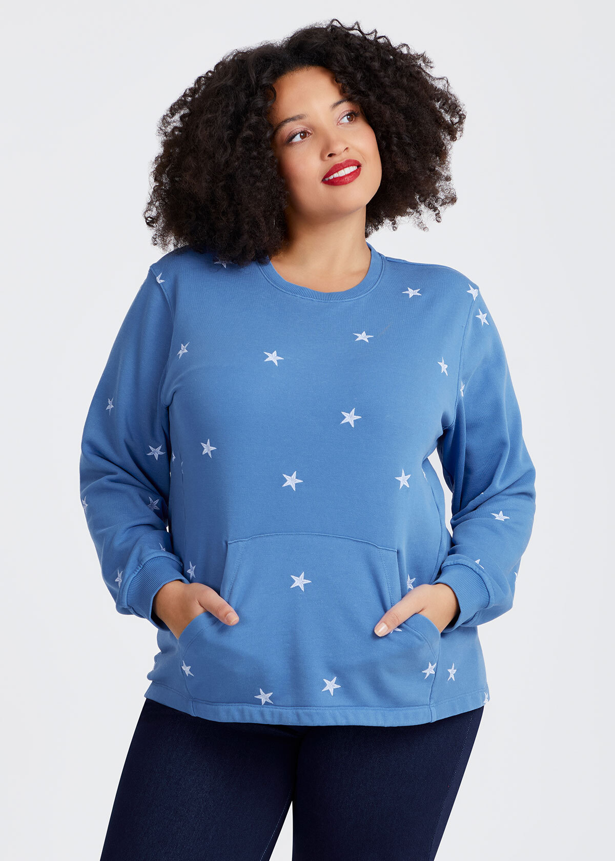 Shop Plus Size Cotton Mini Stars Sweatshirt, Blue | Taking Shape AU
