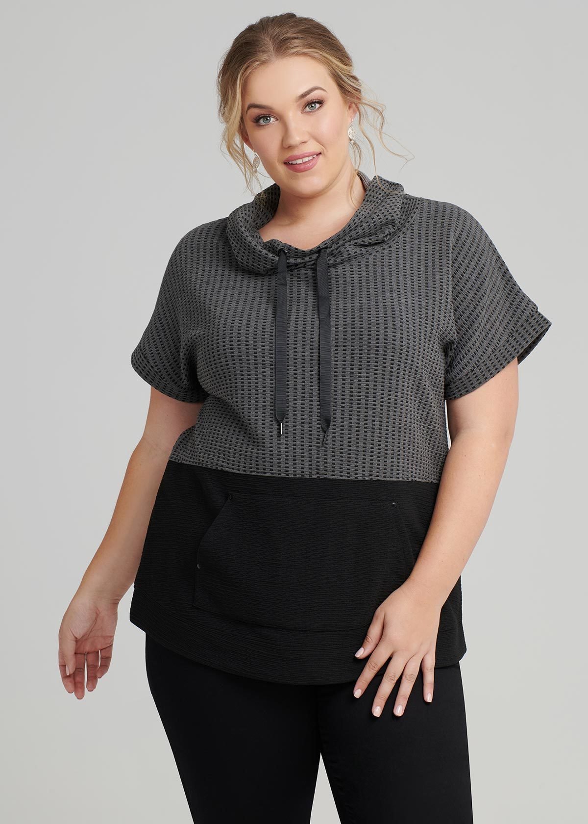 Shop Plus Size Spliced Cowl Top in Black | Taking Shape AU