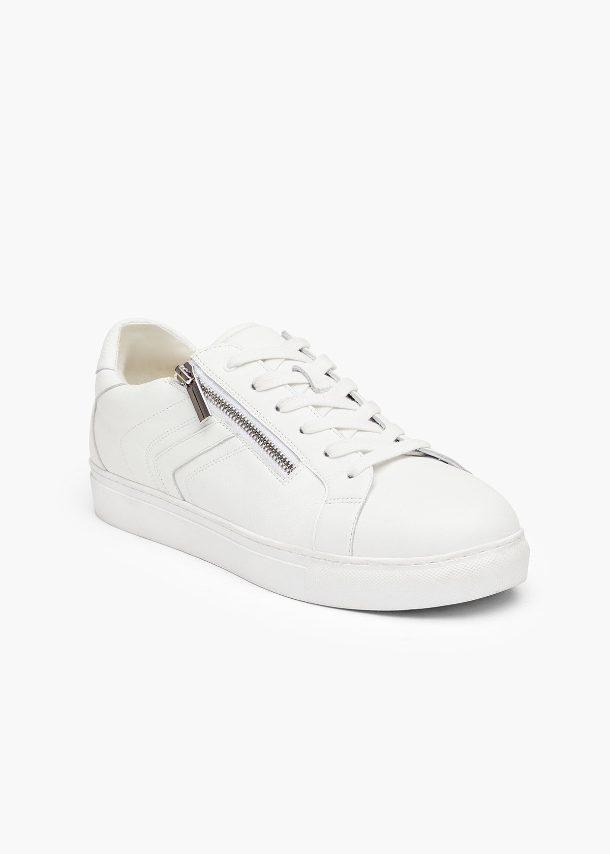 Shop White Orthotic Leather Zip Sneaker | Comfortable Shoes | Taking ...