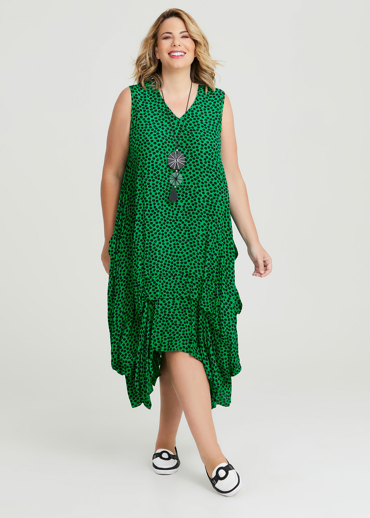Shop Plus Size Natural Green Dream Spot Dress In Multi Taking Shape Au