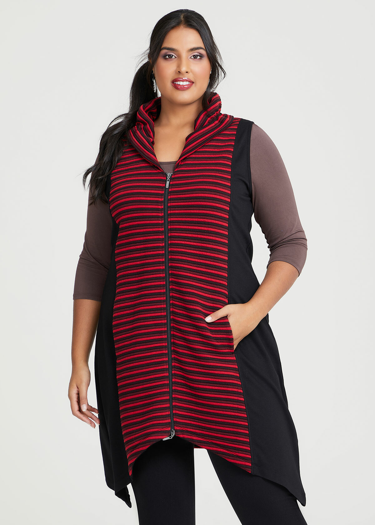 Shop Plus Size Zip Quilted Knit Spliced Vest, Black | Taking Shape AU