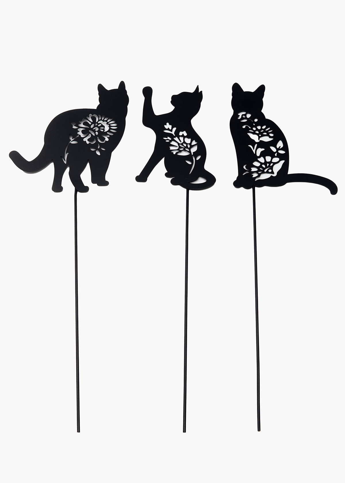 Shop Set/3 Cat Garden Stakes in Black | Accessories | Taking Shape AU