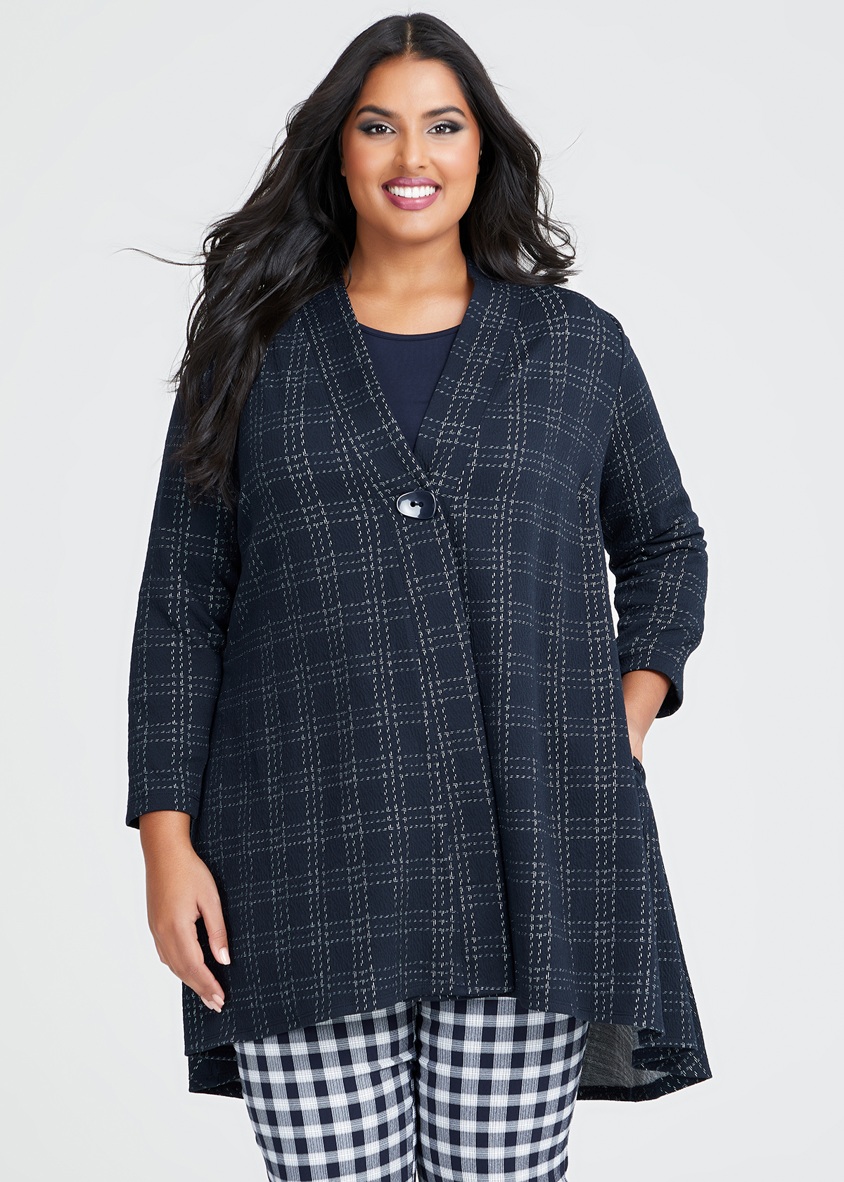 Shop Plus Size Textured Retreat Cardigan, Blue | Taking Shape AU