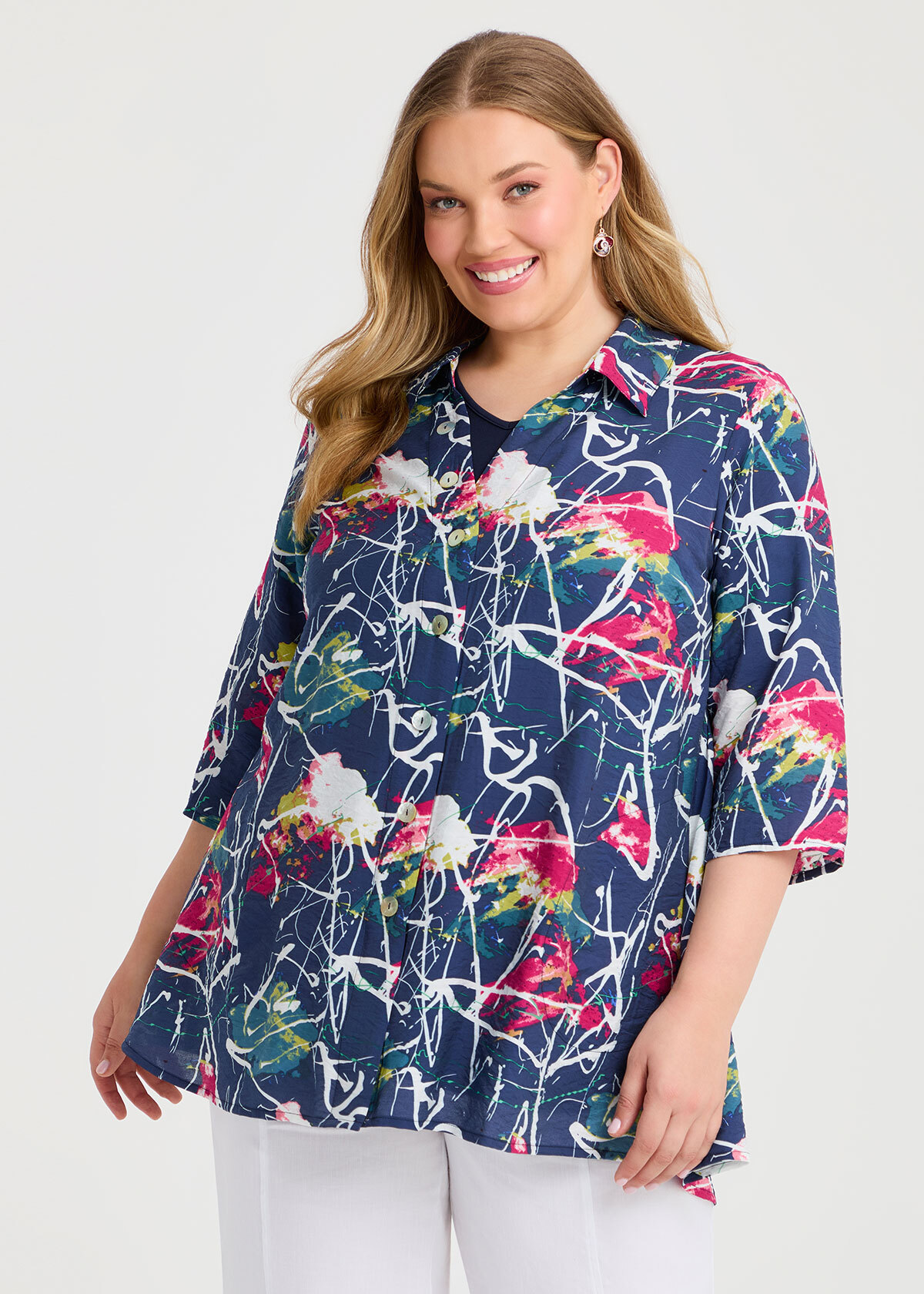 Shop Plus Size Natural Camille Shirt, Blue | Taking Shape AU