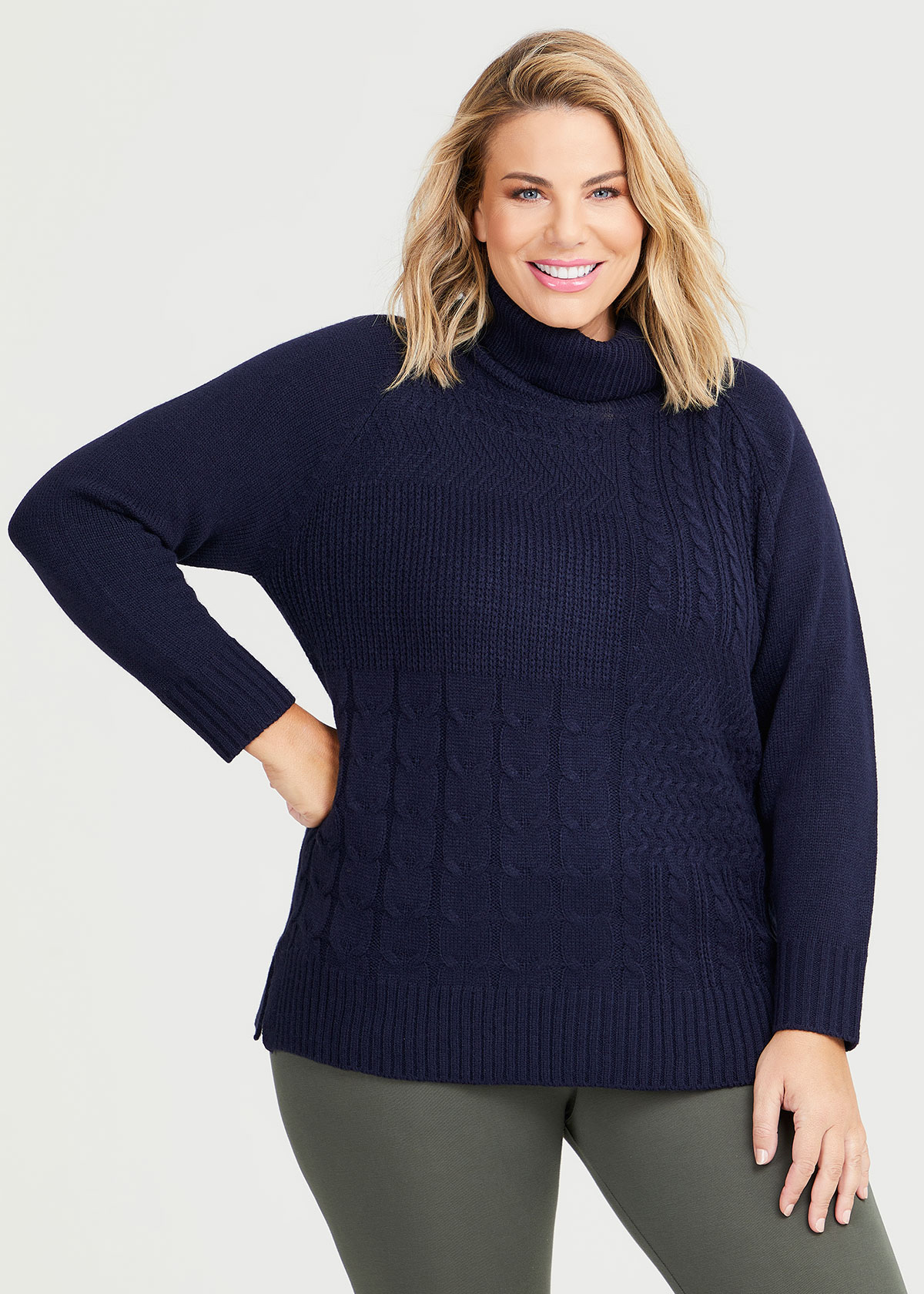Shop Plus Size Ariana Cable Knit Jumper, Blue | Taking Shape AU