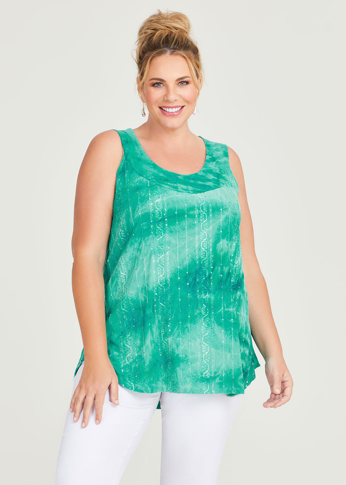 Shop Plus Size Sequin Tie Dye Tank, Green | Taking Shape AU